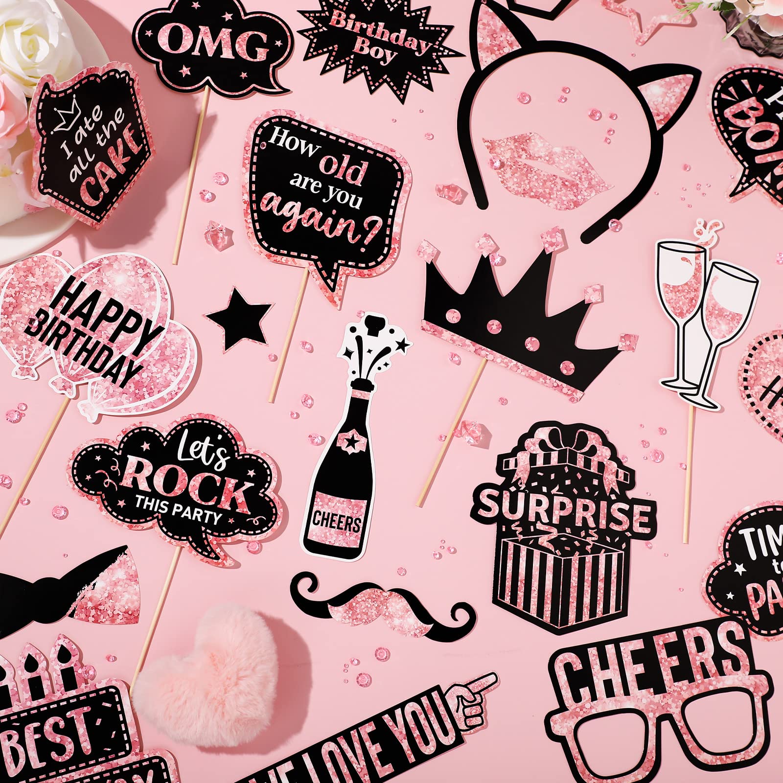 Mua 36 Pcs Birthday Photo Booth Prop Happy Birthday Prop for Photoshoot ...