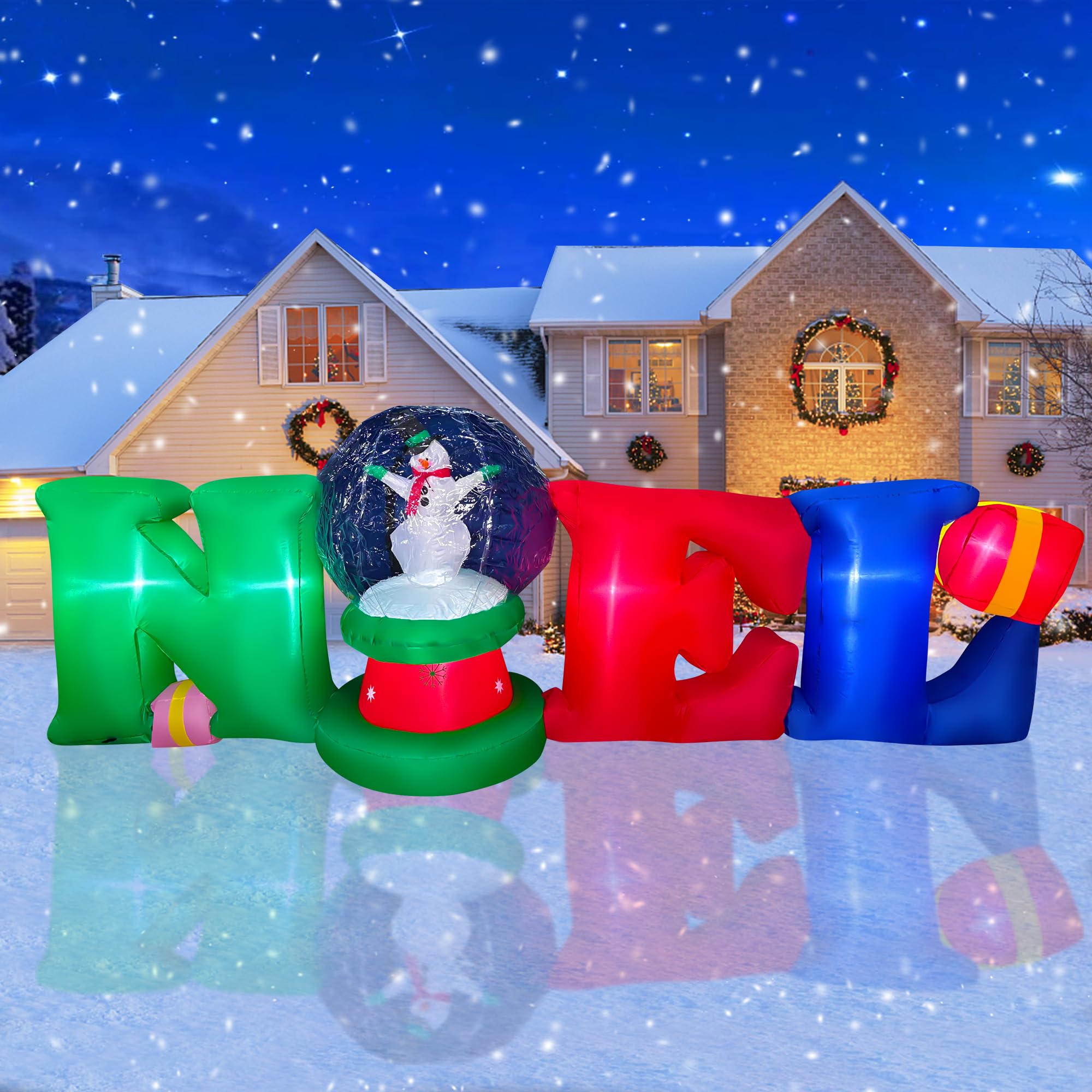 SEASONBLOW 8FT Christmas Inflatable Noel Sign Yard Decoration wtih ...