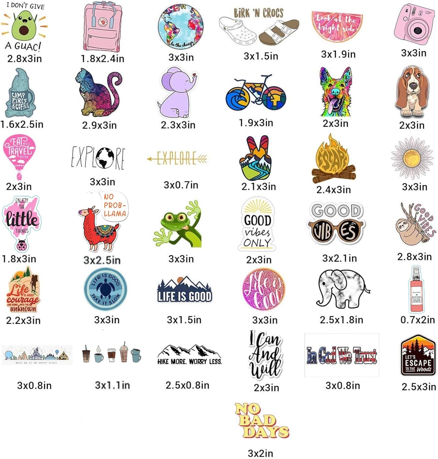 Vsco Stickers 70 Pack I Cute Stickers Waterproof 100% Vinyl Stickers I ...