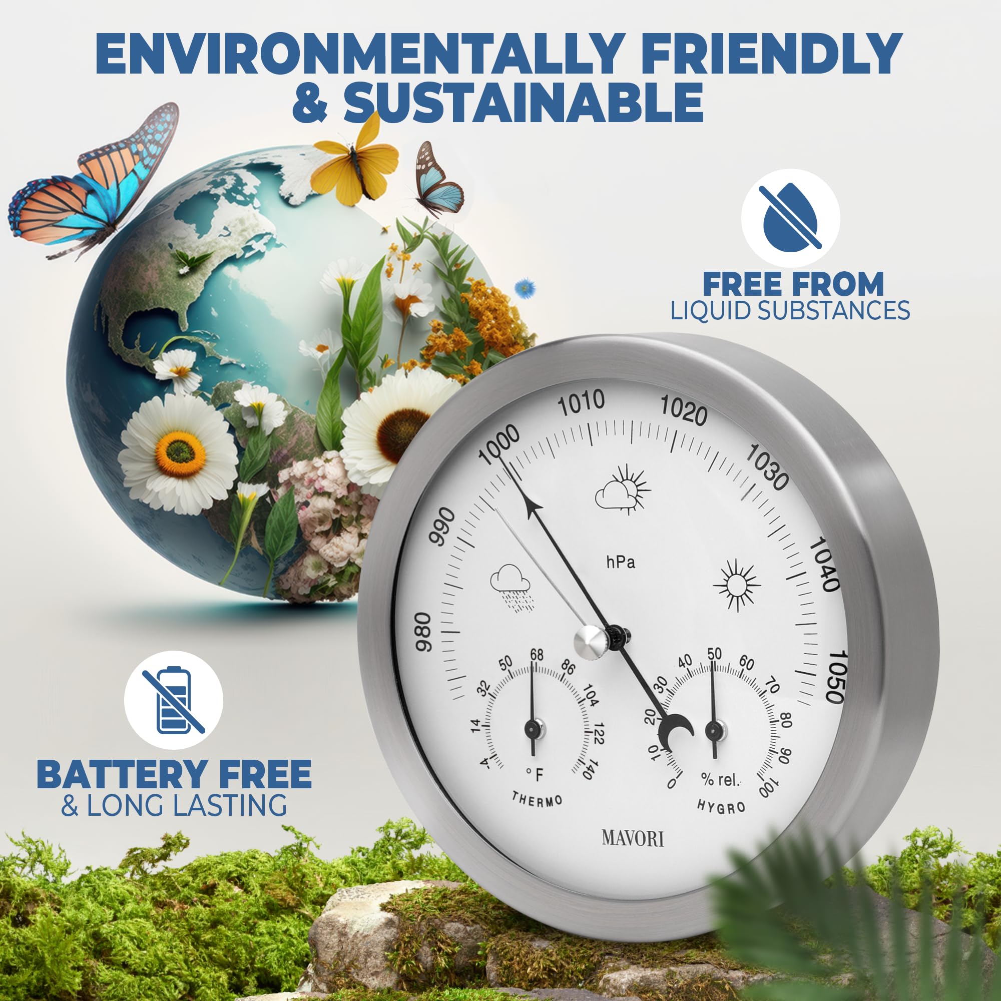 Mua MAVORI® 3in1 Weather Station Analog - Barometer, Hygrometer ...