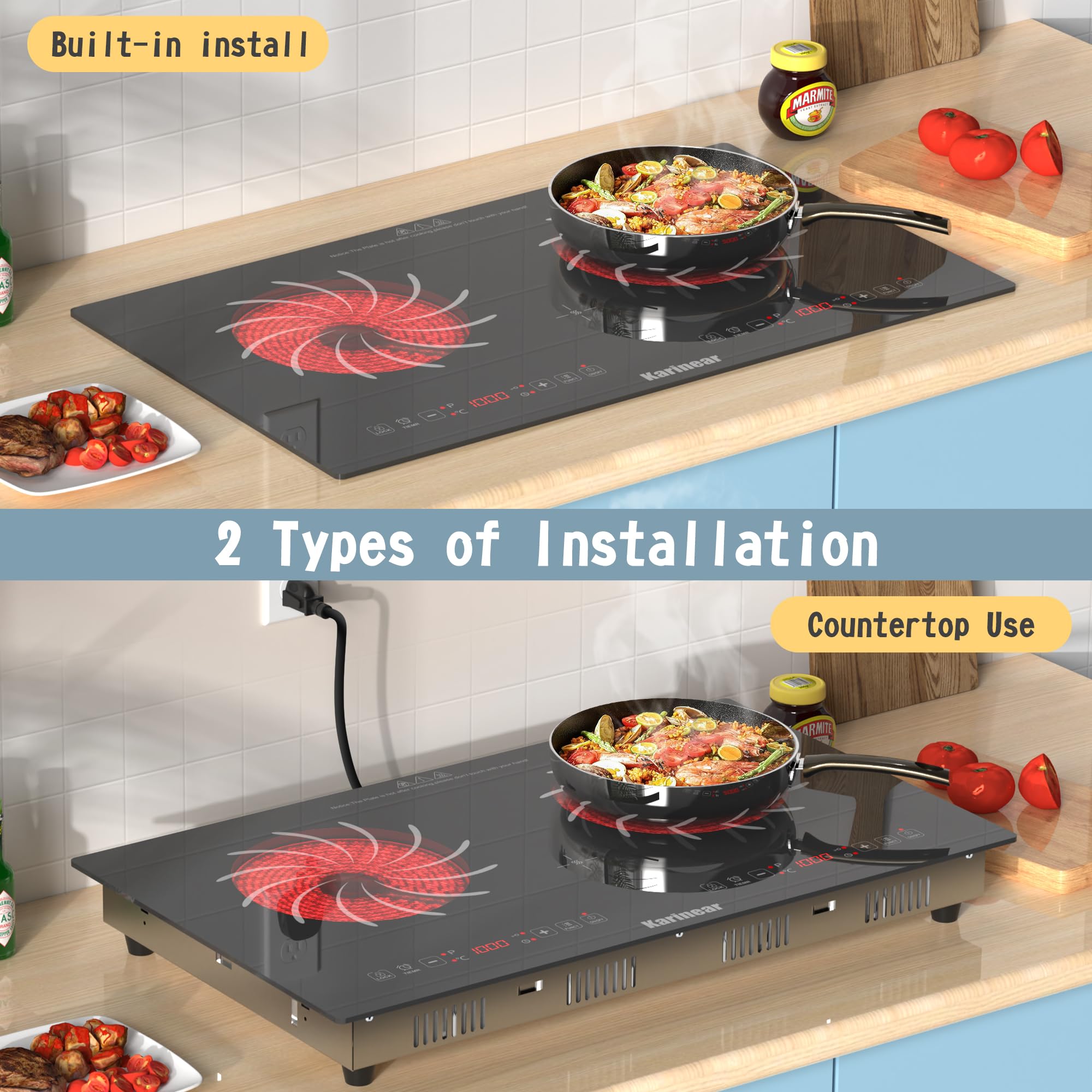 Mua Karinear 2 Burners Electric Cooktop 110v, Portable Electric Stove ...