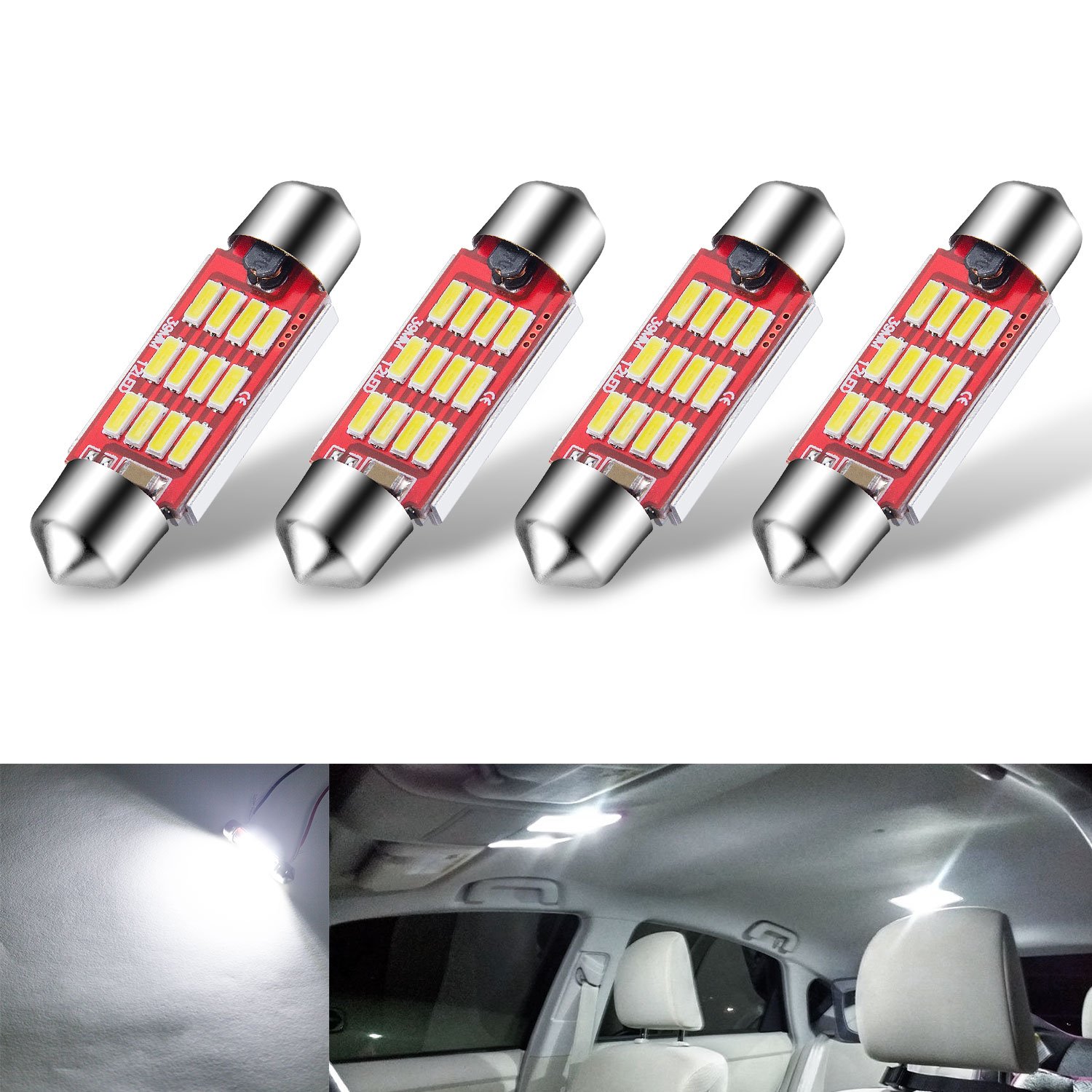 Amazon.com: RAYHOO LED Car Bulbs 39mm (1.54"), Canbus Error Free LED ...