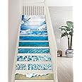 Amazon.com: FLFK Sunshine Ocean Beach Stair Stickers - Set of 15, Peel ...