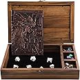 Amazon.com: 2 In 1 Dnd Dice Box Metal Dice Wooden Box with DND Notebook ...