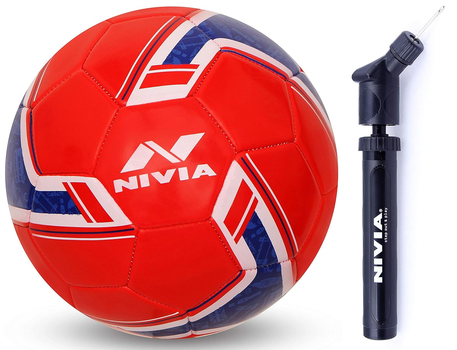Buy Nivia 1019 England Football, Youth Size 5 (Red/Blue) & Nivia Ball ...