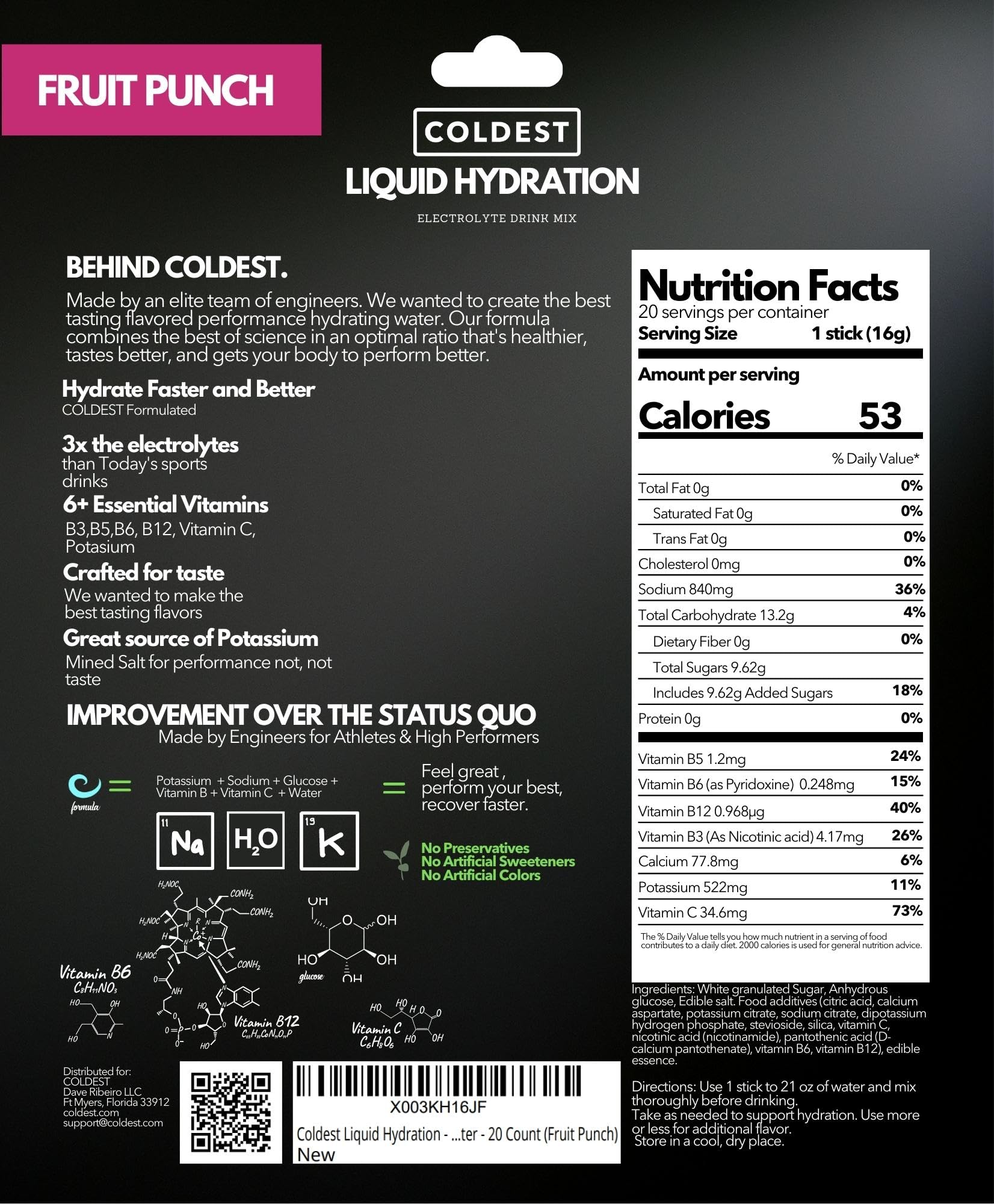 Coldest Liquid Hydration - Electrolyte Powder Packets - Electrolyte ...