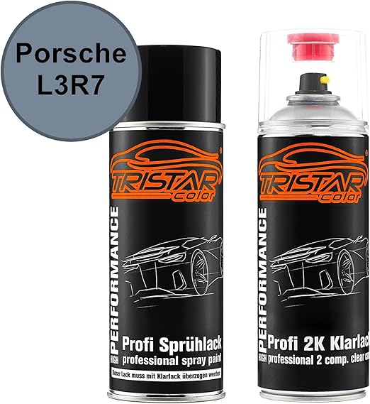 TRISTARcolor Autolack 2K Spraydosen Set für Porsche L3R7 Liquid Metal Chromblau Metallic/Chrome ...