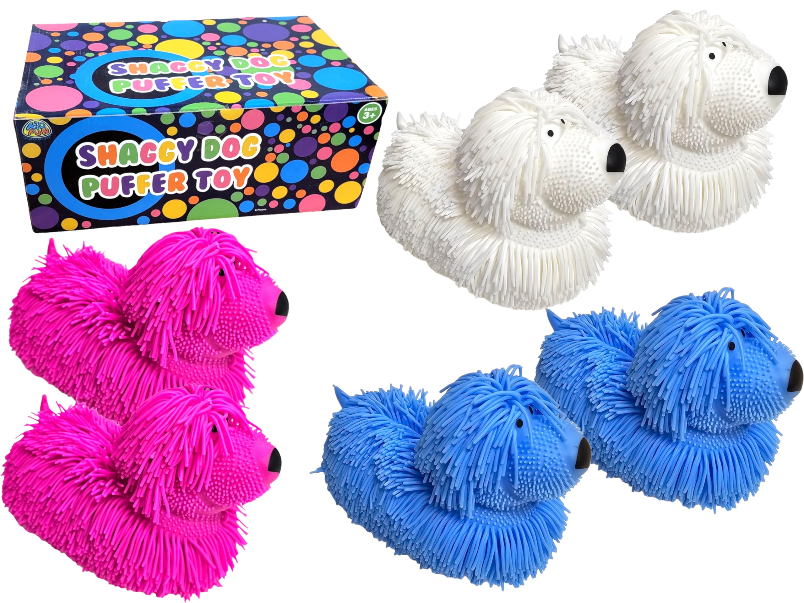 Zugar Land Soft Shaggy Puffer Dog Toy (6 Pack) (8" x 5") Filled with ...