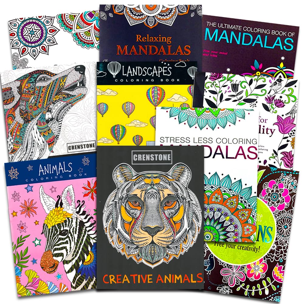 Mua Crenstone Adult Coloring Books Super Set -- 10 Deluxe Coloring ...