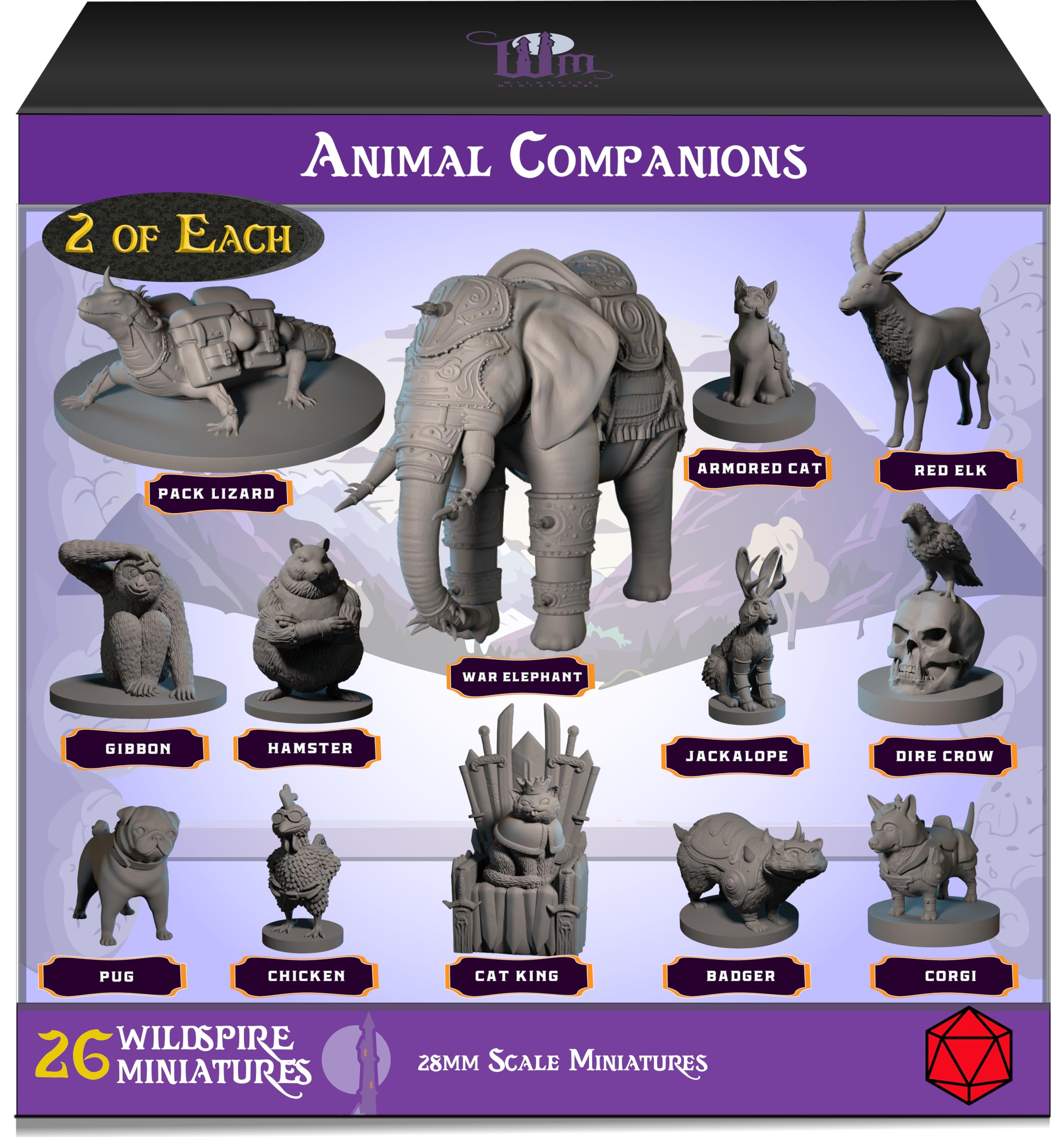 Mua Wildspire 26 Animal Minis for DND Miniatures 28mm Unpainted ...