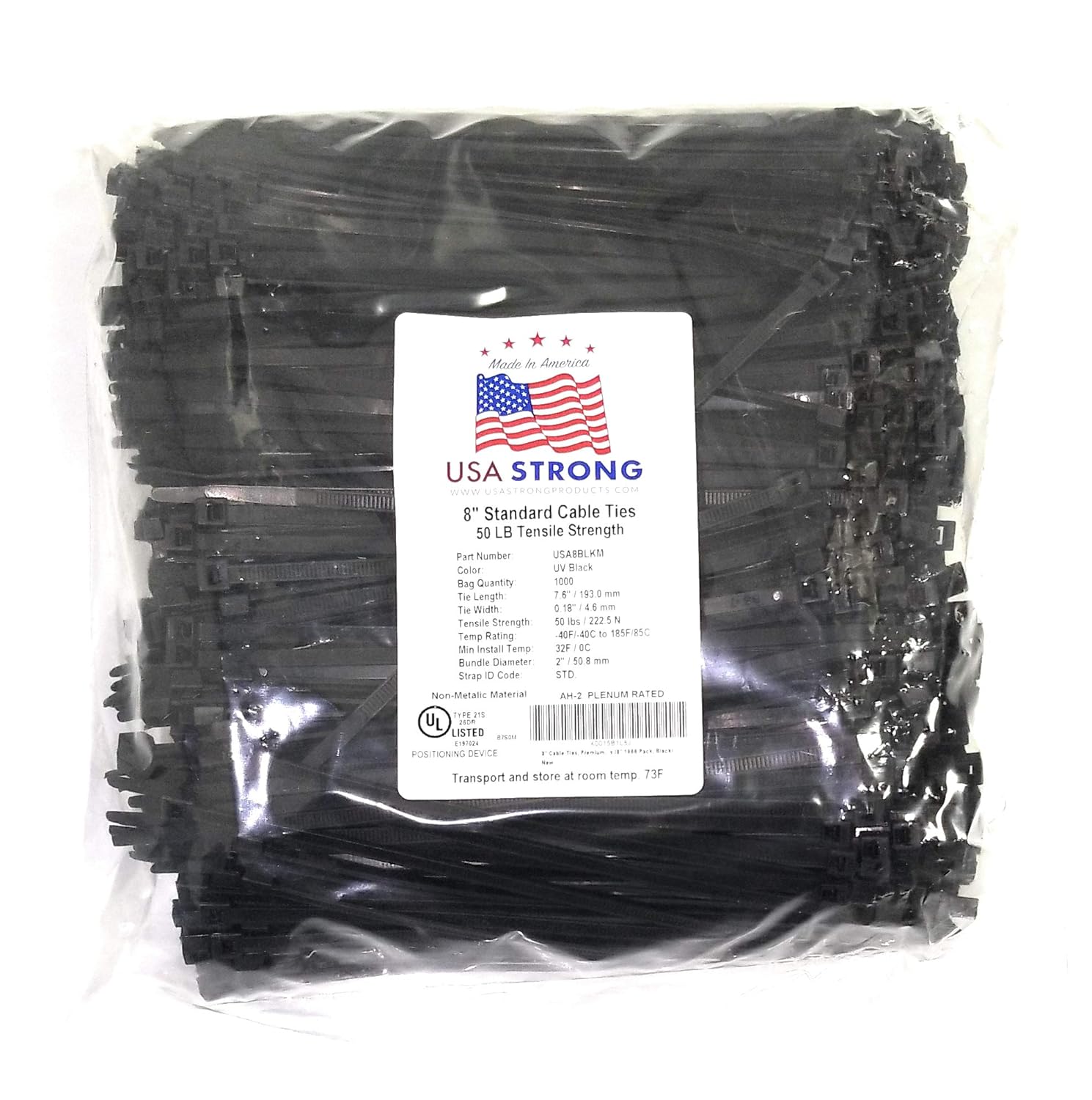 USA Strong Cable Ties 8 Nylon Zip Cable Ties Pliable 50 LB Tensile usa-strong-cable-ties-8-nylon-zip-cable-ties-pliable-50-lb-tensile