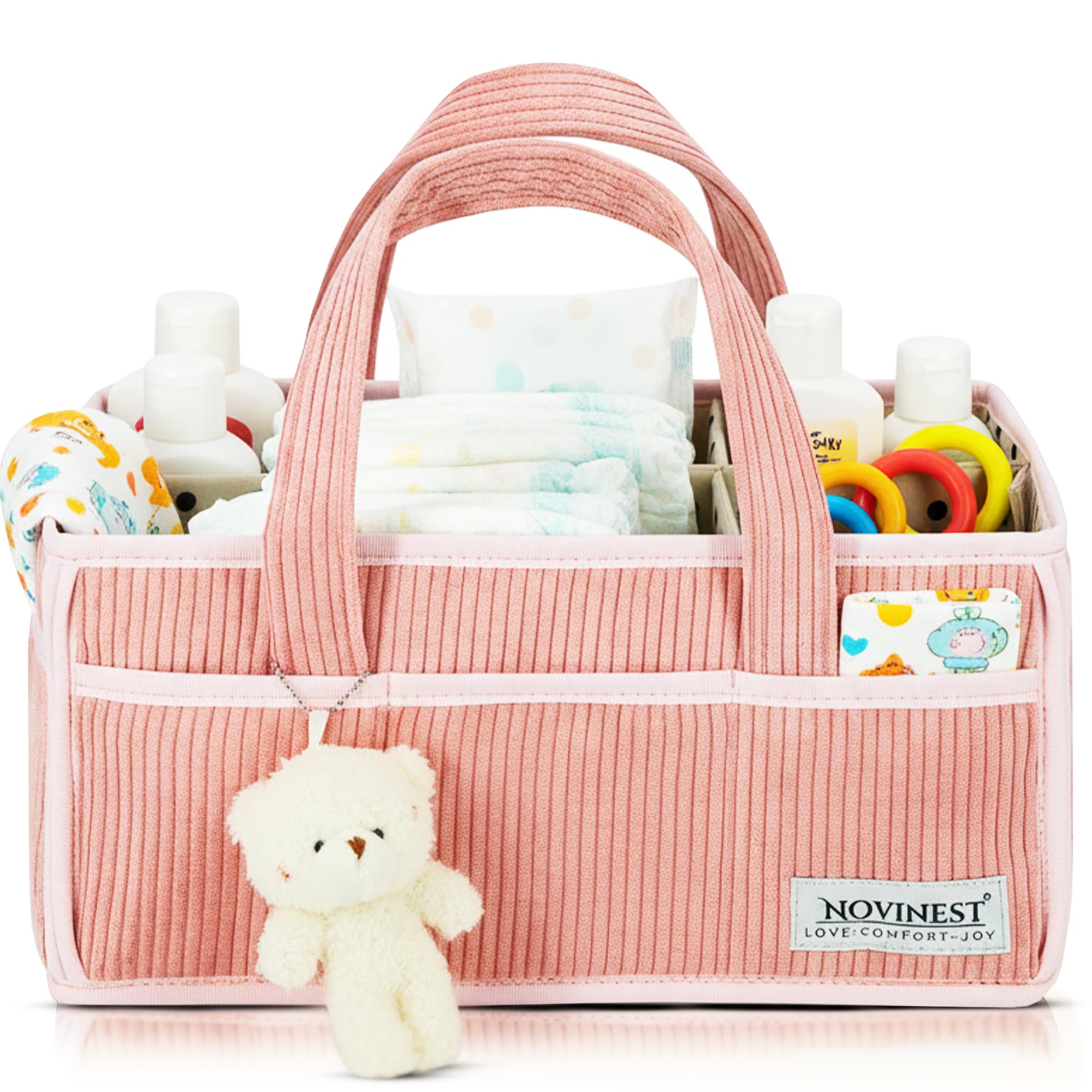 UPGRADED PREMIUM NOVINEST Nappy Caddy Organizer, Newborn Essentials Car ...