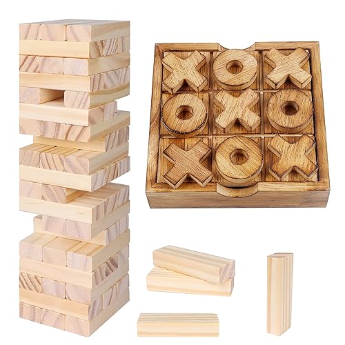 Glintoper Tic Tac Toe & Tumble Tower Blocks Tables Game Set, Classic ...