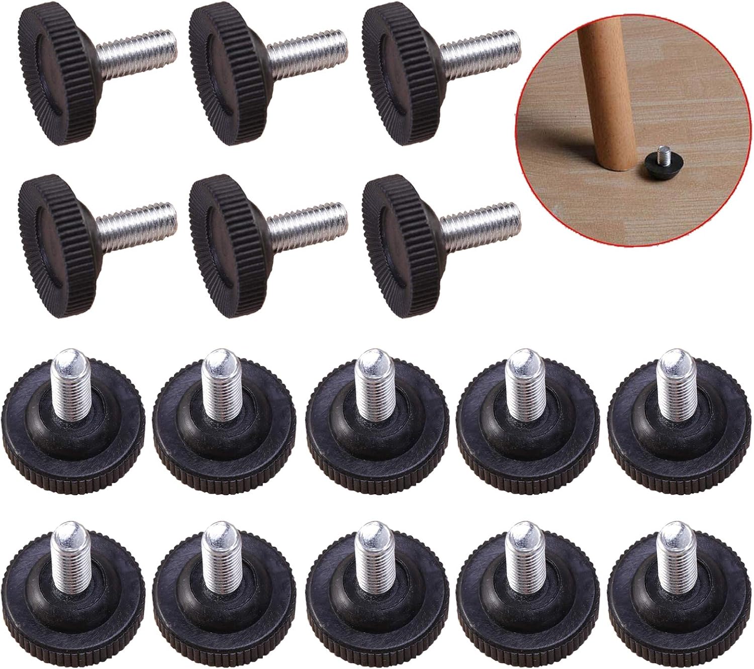 24 Pieces of Adjustable Table feet Furniture Leveling feet, M8 x 20MM ...