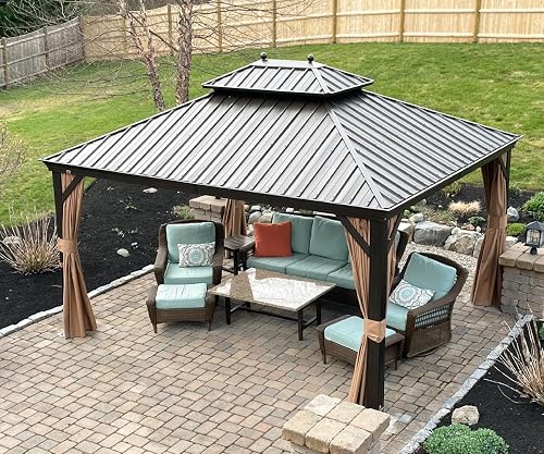 PURPLE LEAF 12' X 14' Outdoor Hardtop Gazebo Permanent Outside Heavy ...