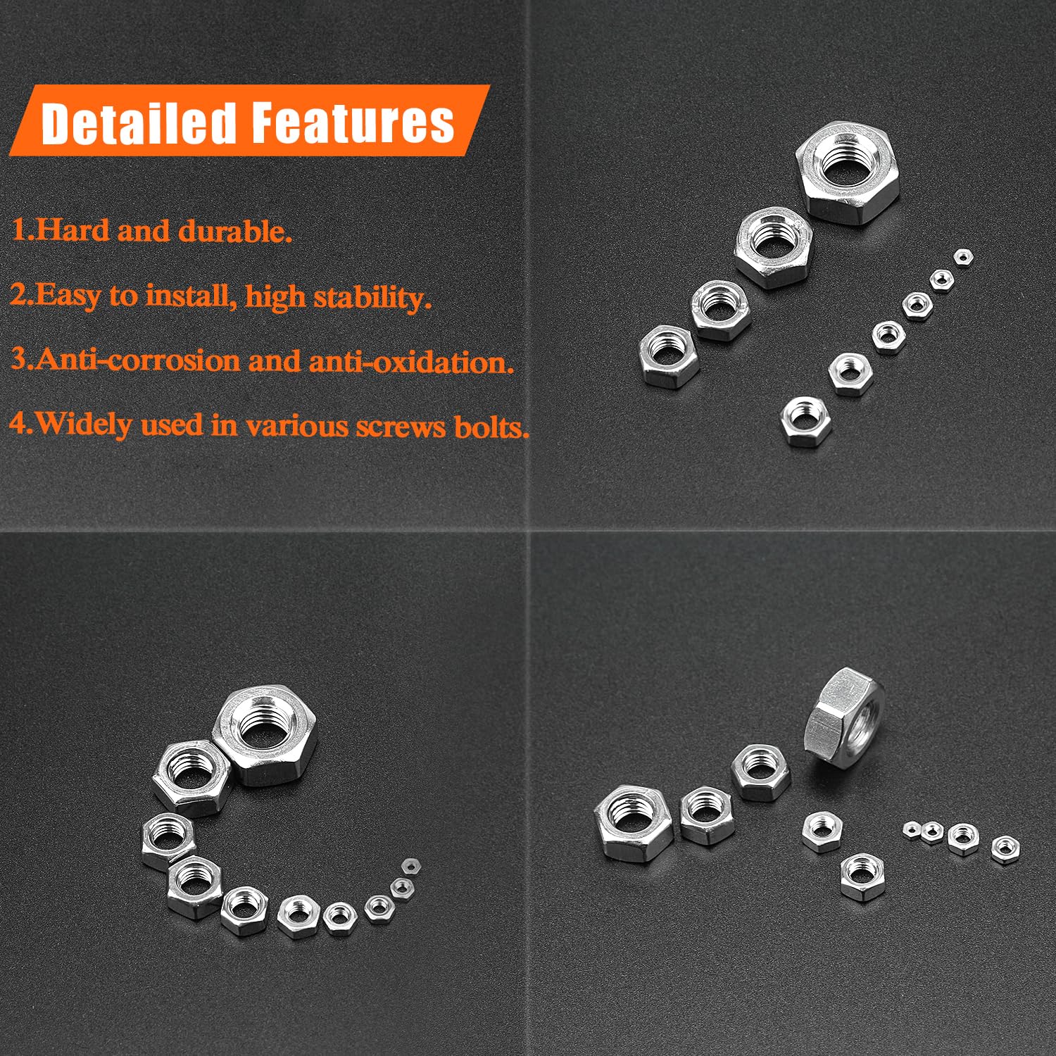 Mua 402 Pieces 9 Sizes Metric Hex Nuts Assortment Kit, M1.6 M2 M2.5 M3 ...