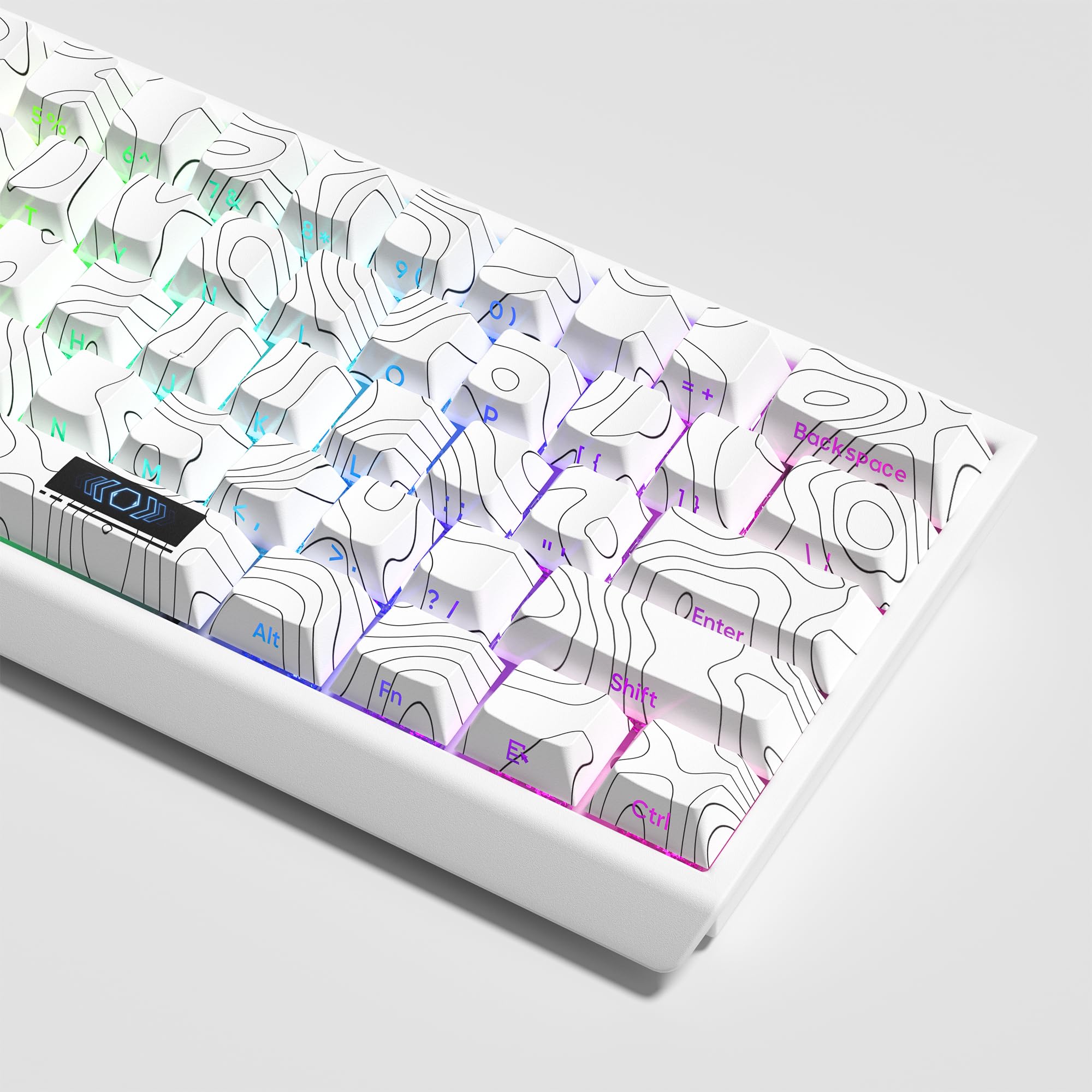 Mua Side Printed-PBT keycaps,White Topographic,Shine Through,Double ...