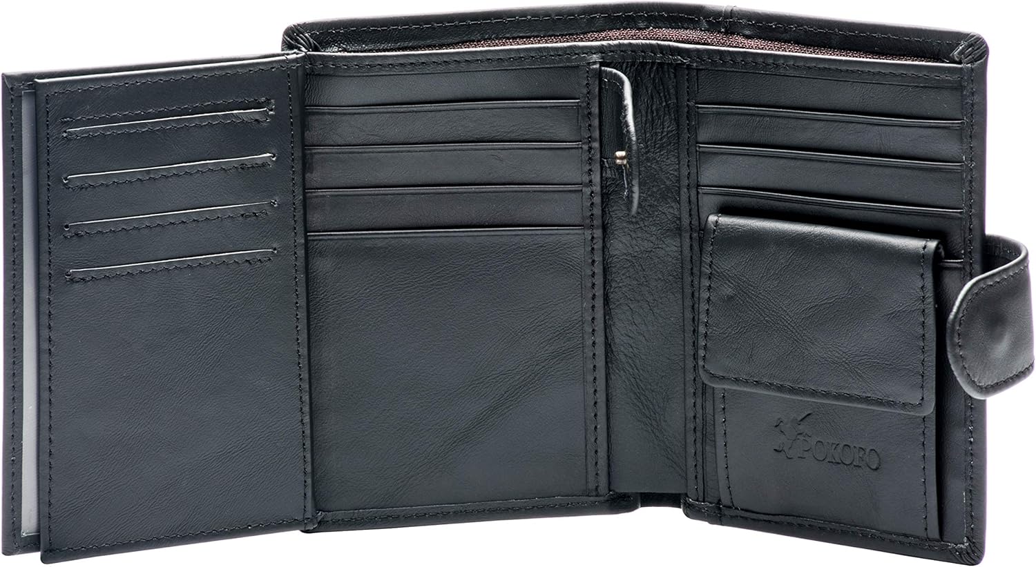 Men’s RFID Large Leather Trifold Wallet Snap Closure 3 ID Windows ...