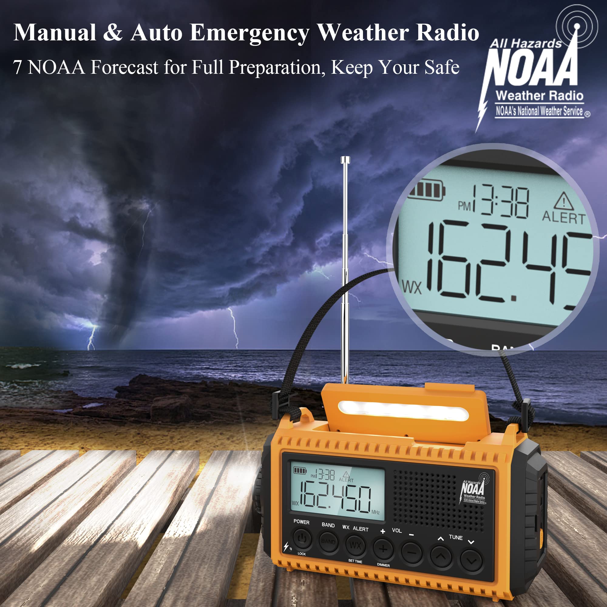 Emergency Radio,5000 Digital Weather Radio with AM/FM/NOAA/SW,SOS ...