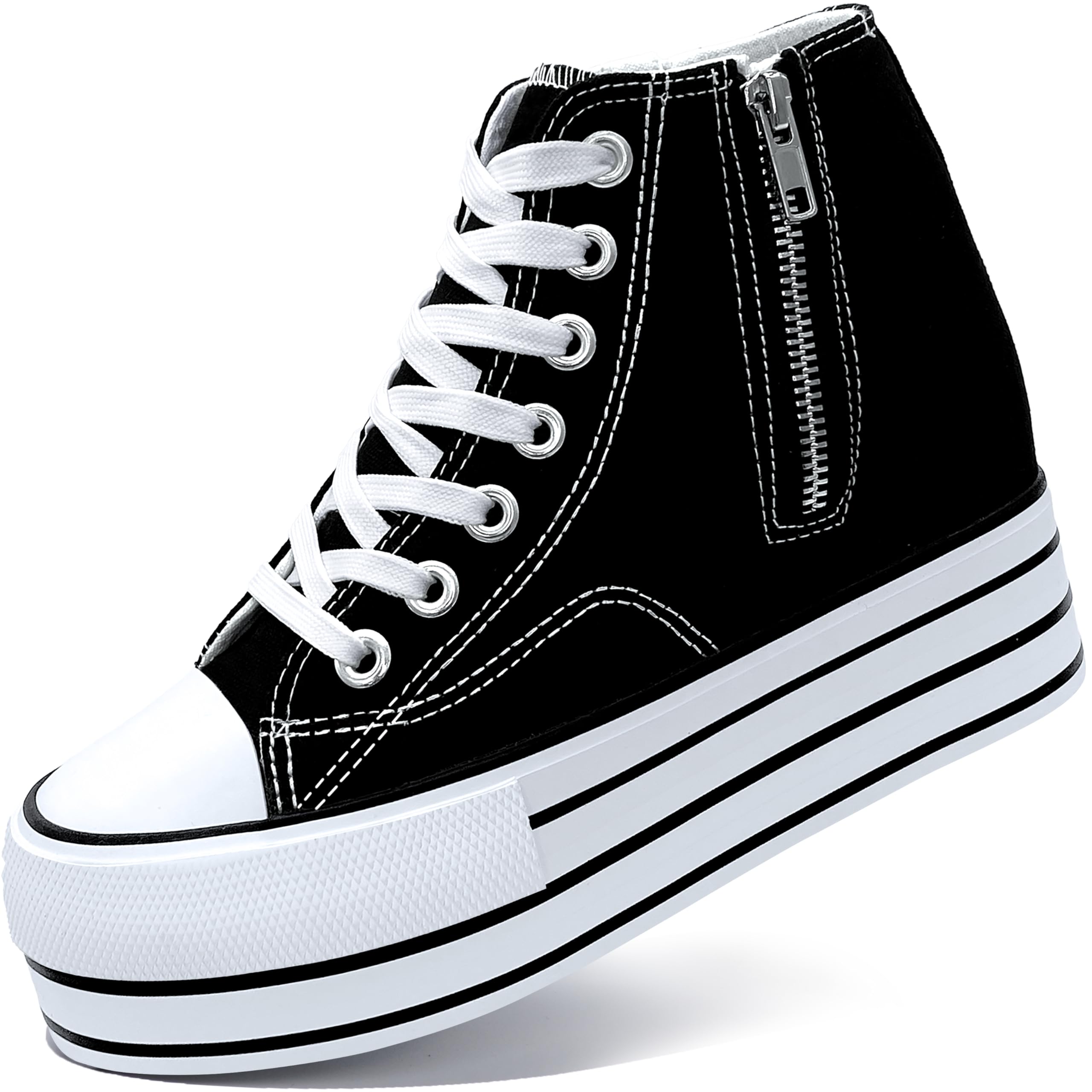 Womens Platform Wedge Sneakers Hidden Wedge 4 Inches Height Boost, High ...