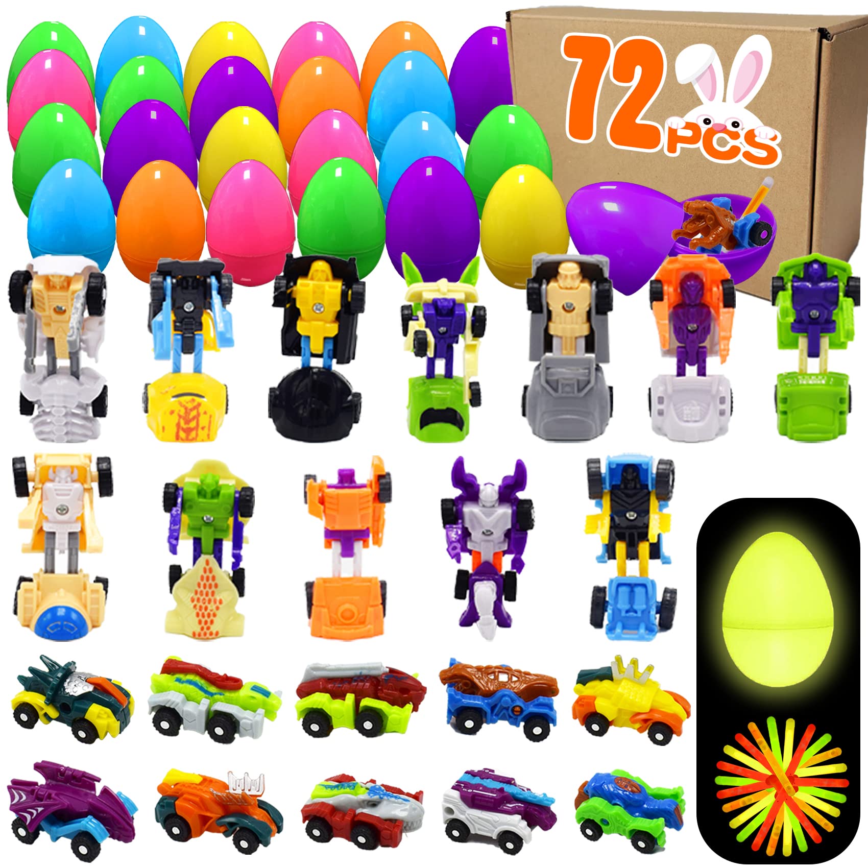 NMKS 72 Pcs Easter Egg Fillers with Transformer Toys Inside, Toys for ...