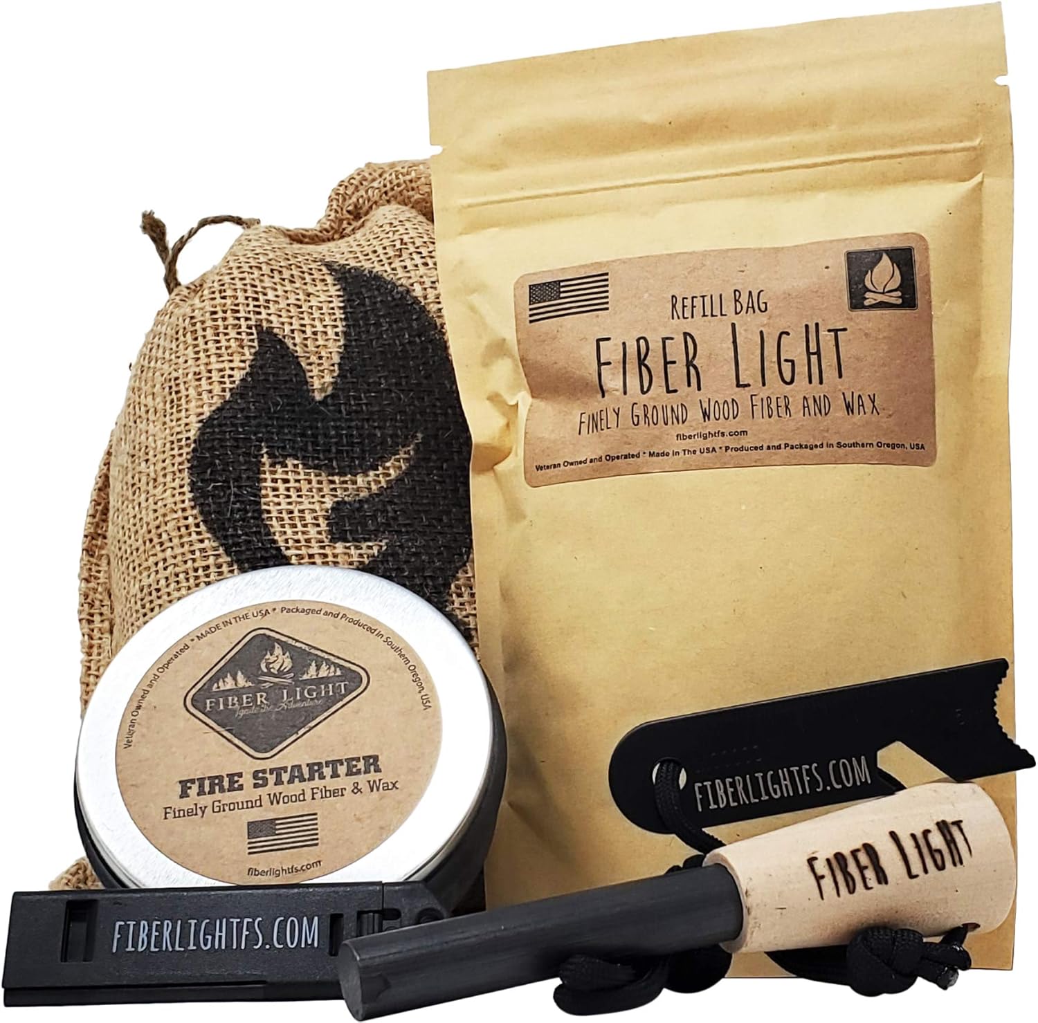 Amazon.com: Fiber Light Fire Starters Bundle, Water Resistant Natural ...