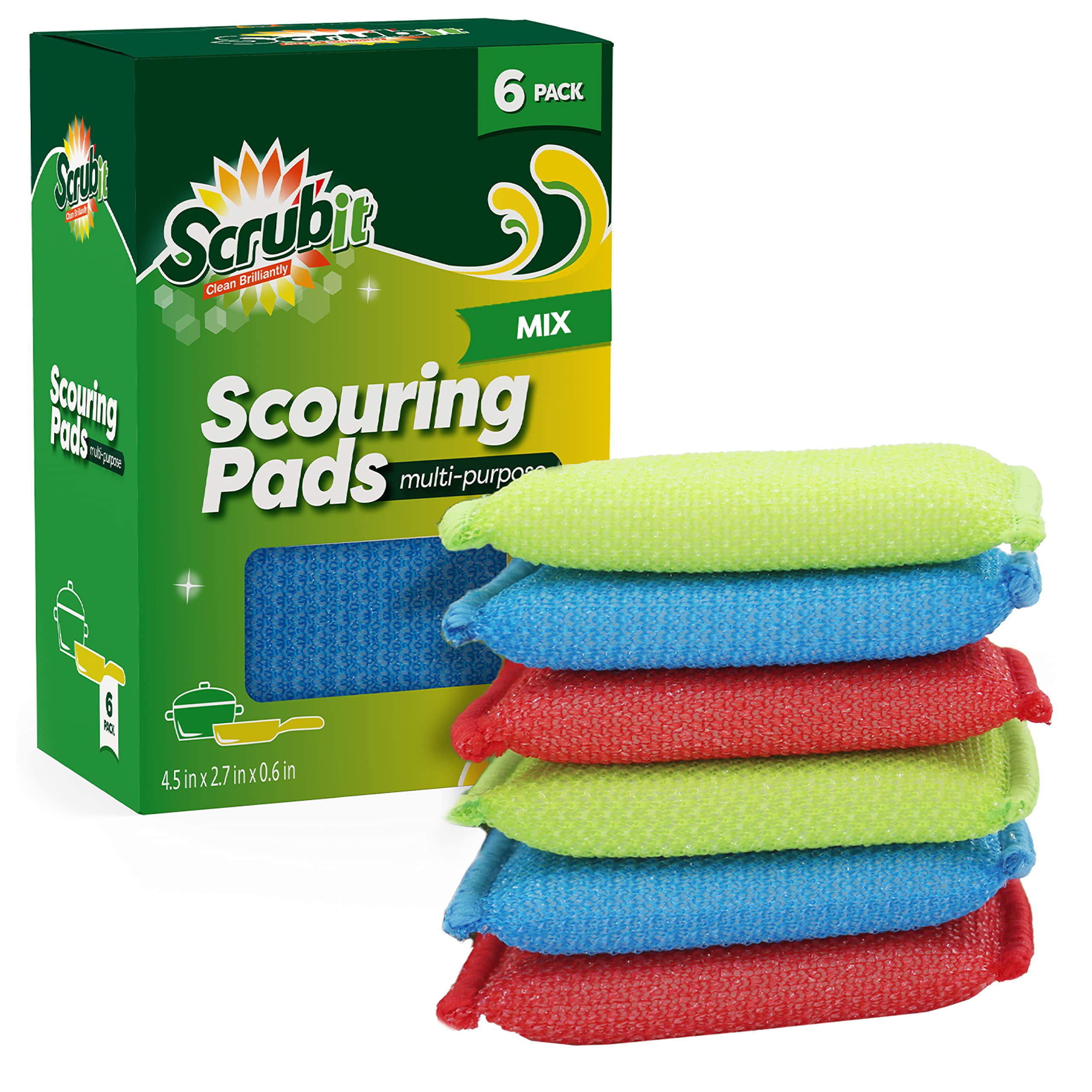 SCRUBIT Multi-Purpose Scouring Pad - Non-Scratch Cleaning Sponges for ...