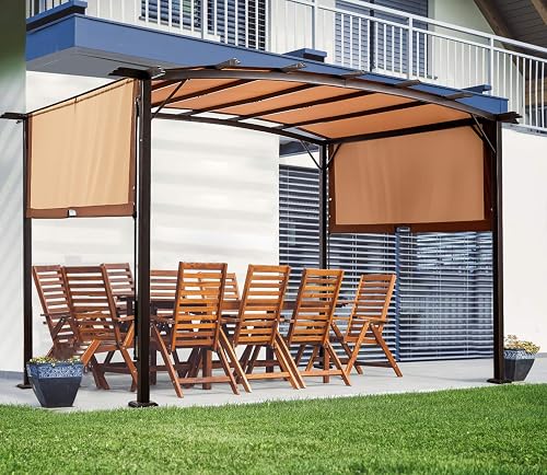 AECOJOY 12ft X 9ft Outdoor Pergola and Gazebo, Outdoor Steel Pergola ...