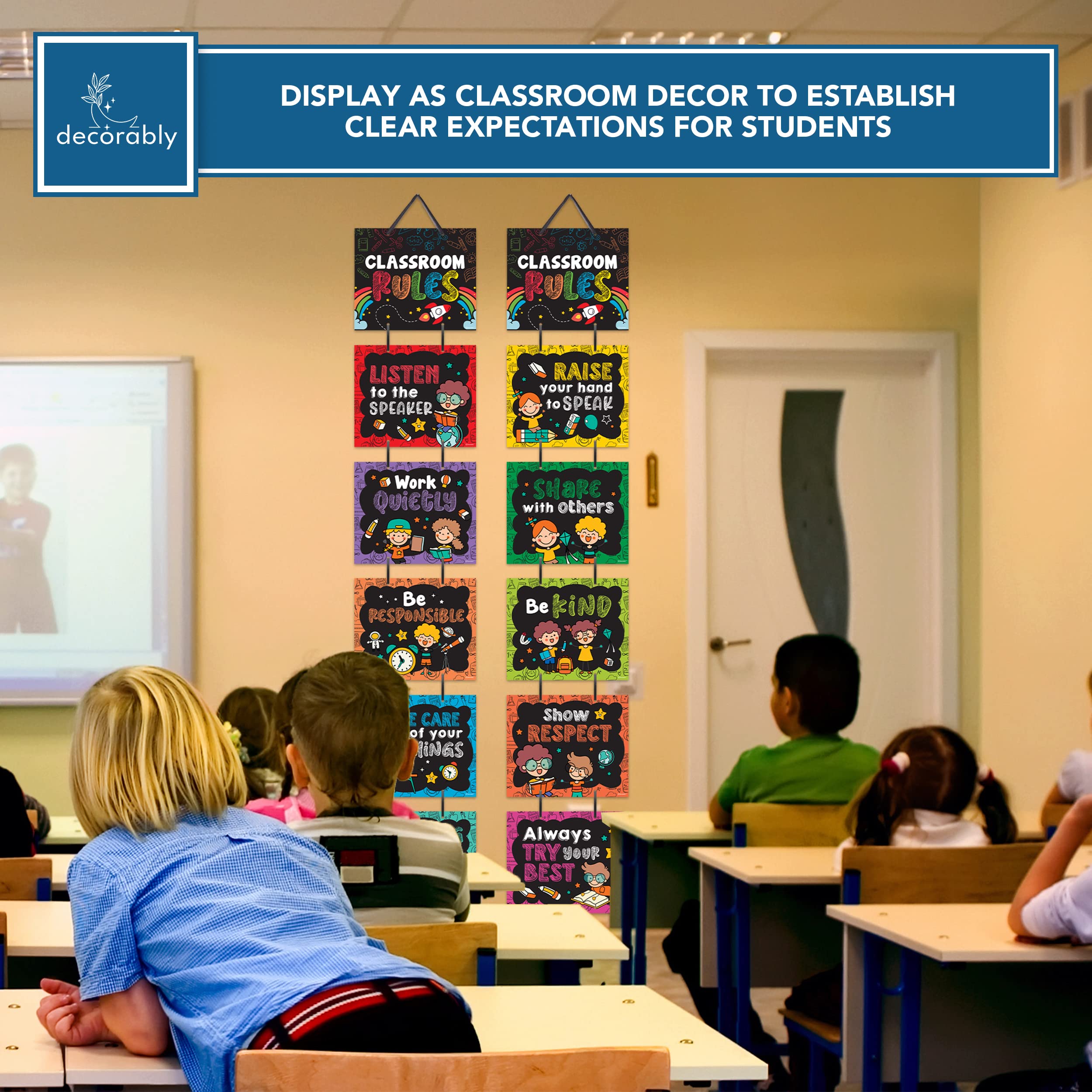 Mua Decorably Hanging Class Rules Posters for Classroom - 12 Classroom ...