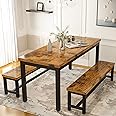 Amazon.com - Hooseng Dining Table Set with Two Benches, Kitchen Table ...