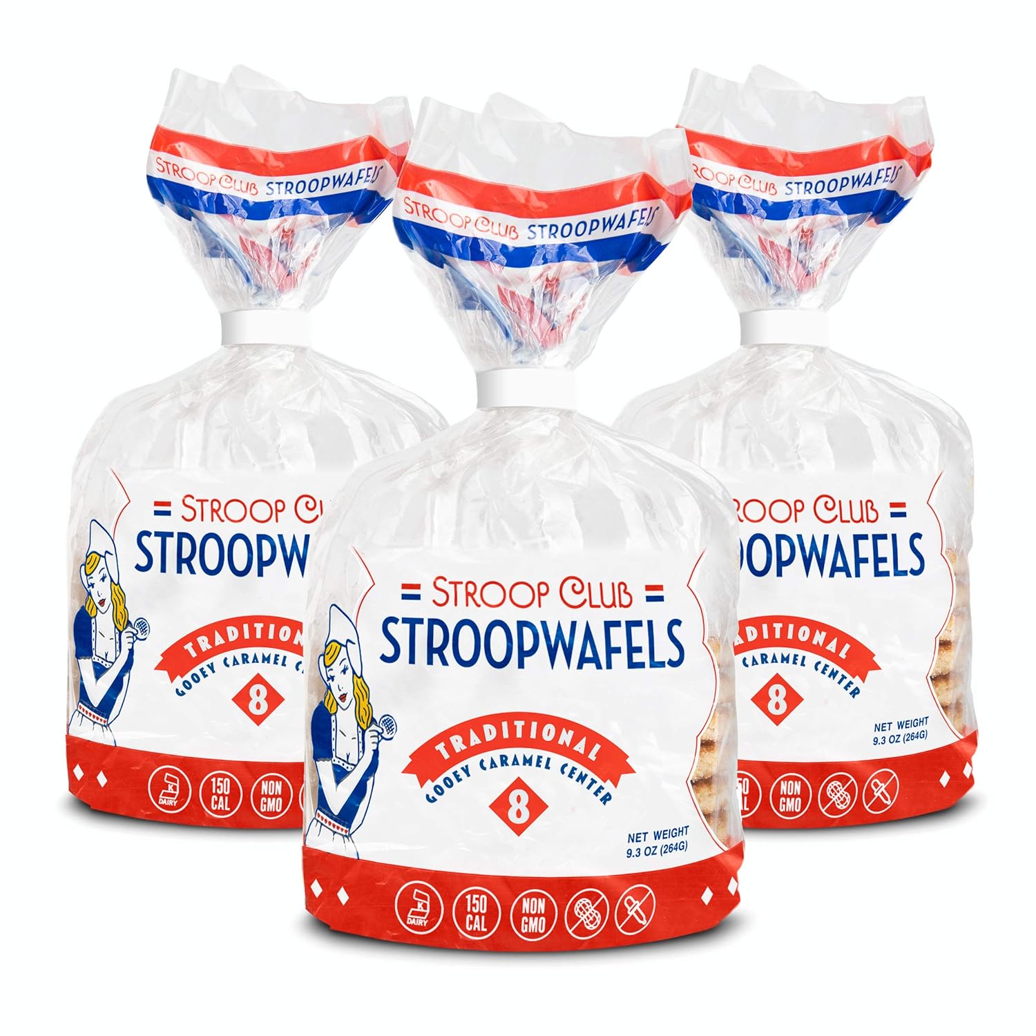 Stroop Club Authentic and Traditional Stroopwafel with Dutch Caramel (3 ...