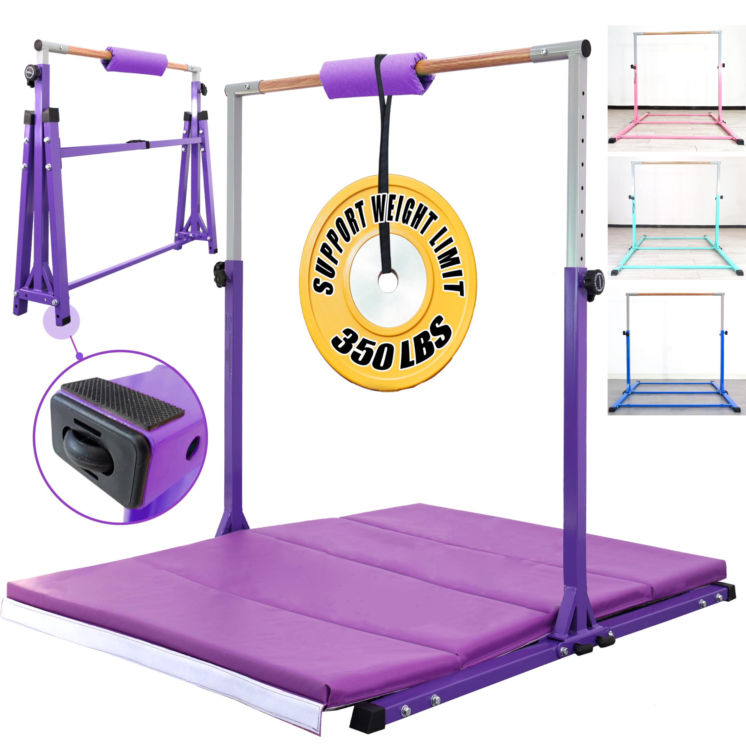 Foldable Gymnastics Bar For Kids, 5FT/6FT Horizontal Bars, Folding Kip ...