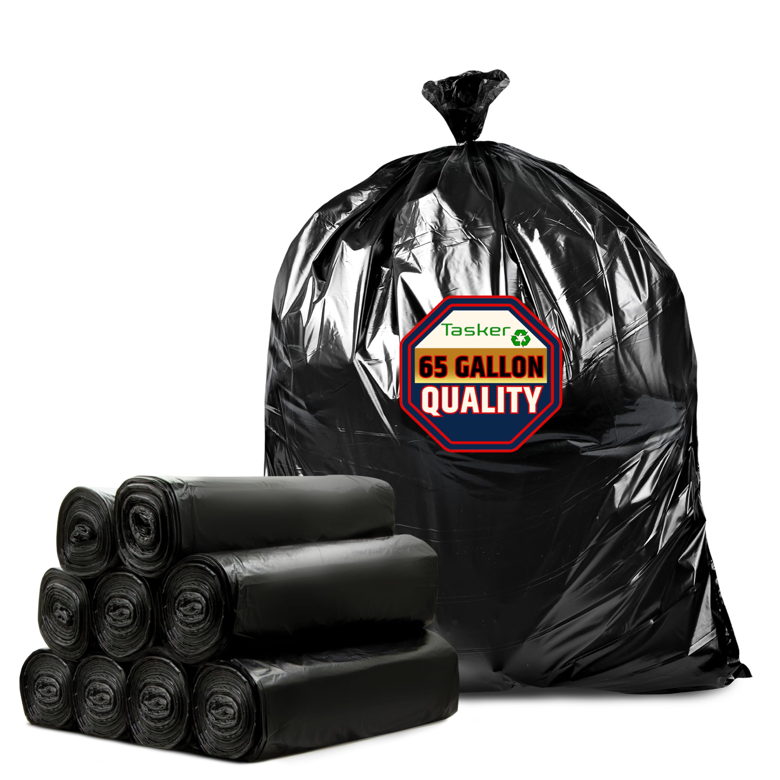 Tasker 65 Gallon Trash Bags, (Huge 120 Bags Bulk) Large Trash Bags 65 ...