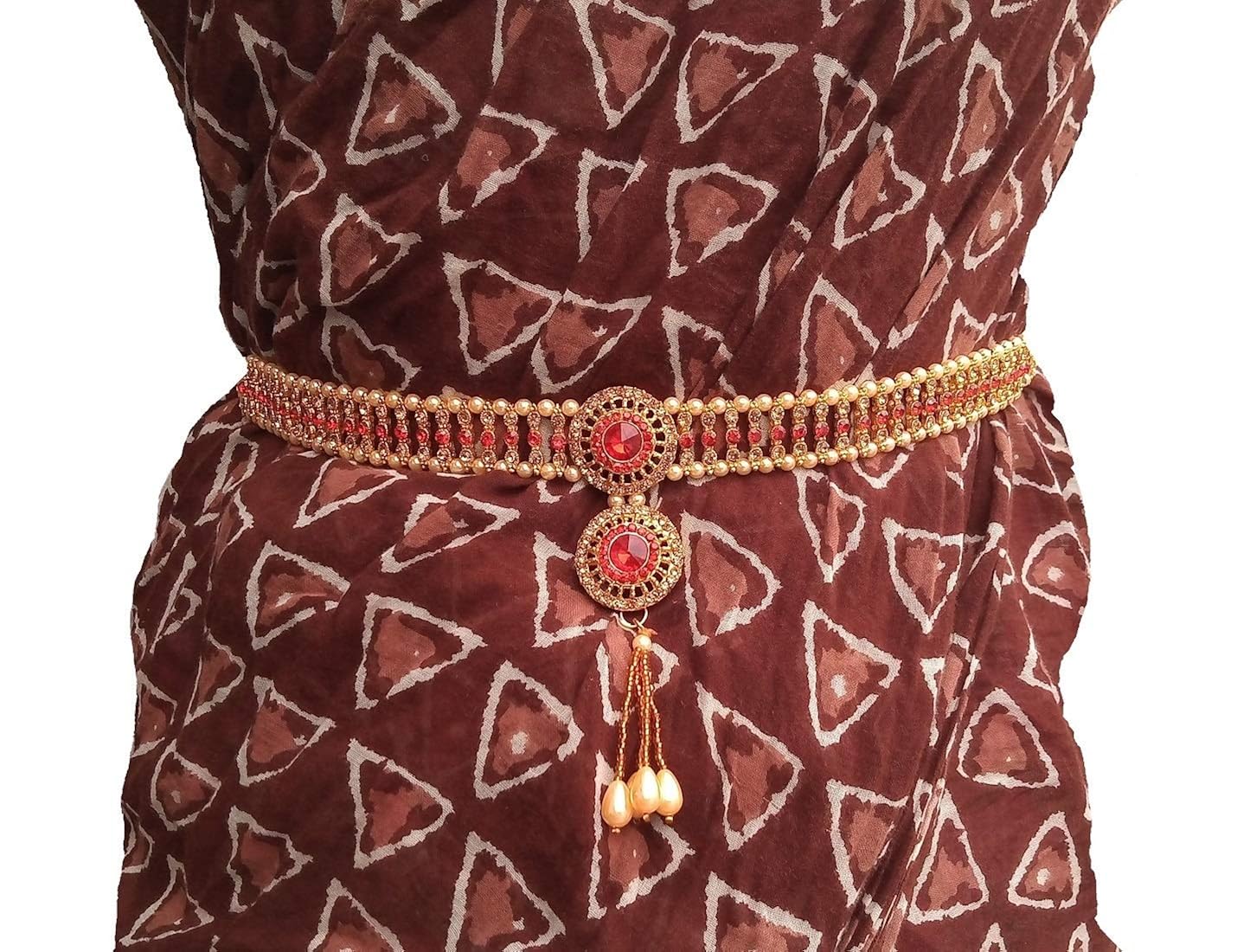 Buy Valusha Women's Fashion Crystal Gold Plated Kamar Belt (Multicolour ...