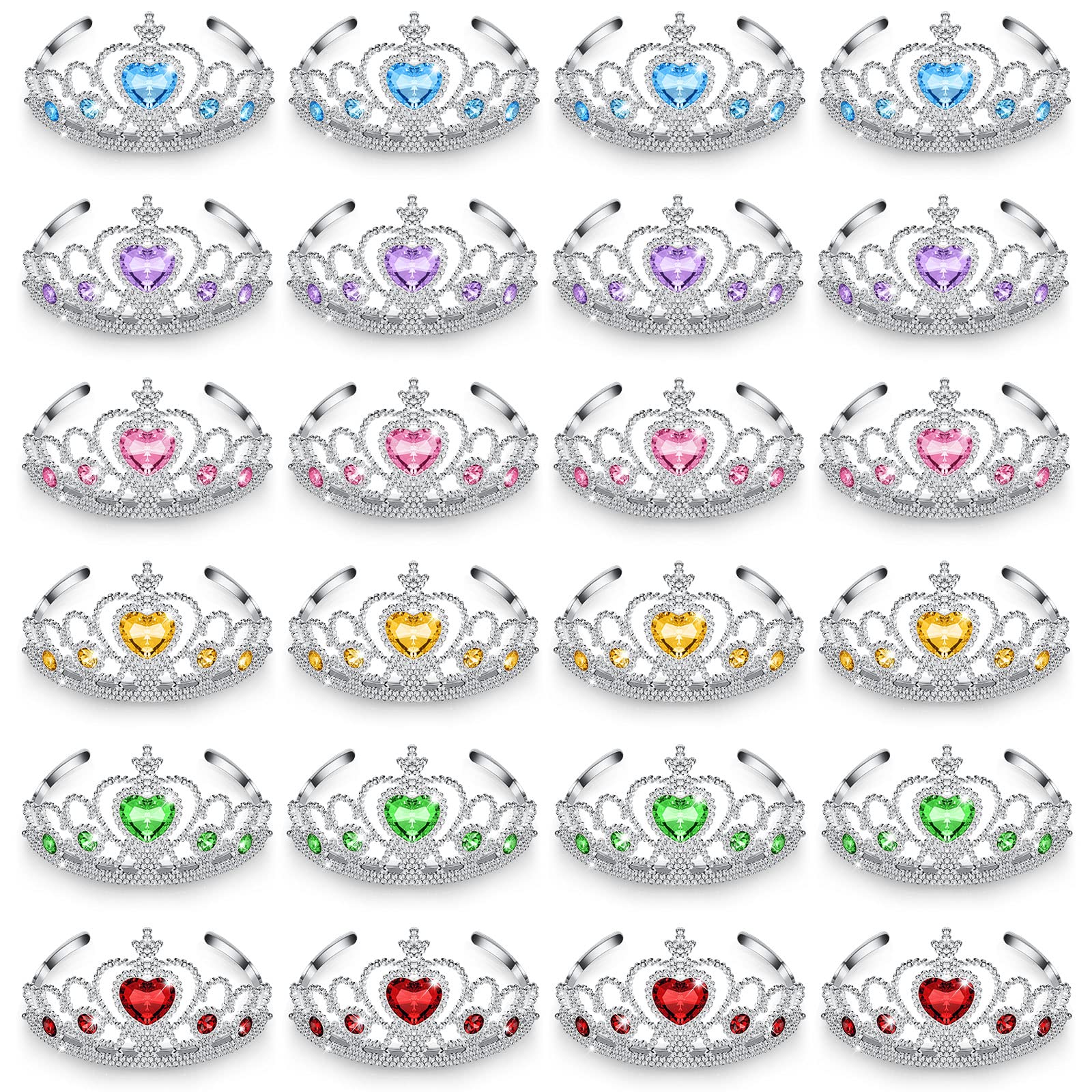 Zhanmai 24 Pcs Tiara Crown Set Princess Crown for Girls Plastic Tiaras ...