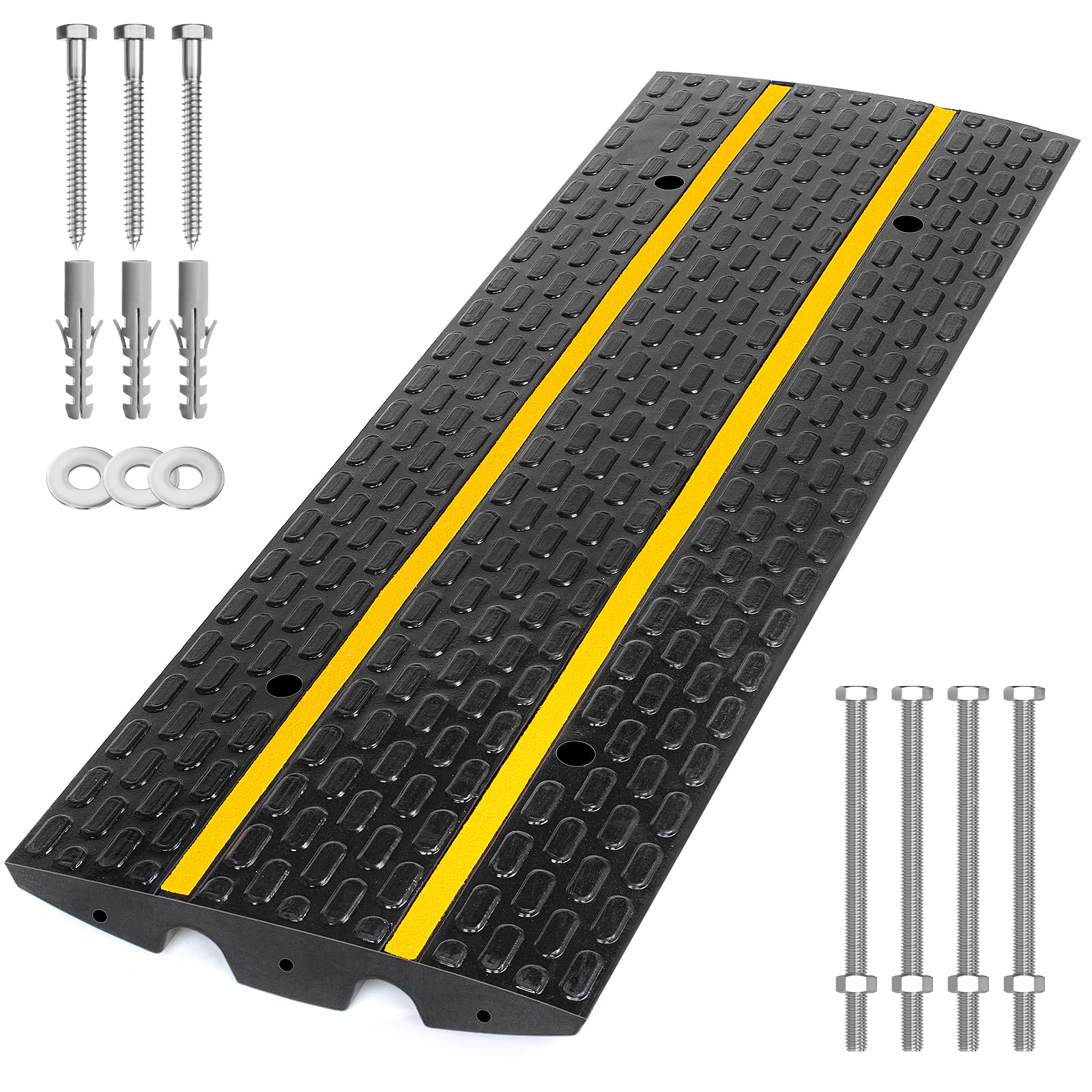 WKINGBOOM Two Slopes Rubber Driveway Ramps, Heavy Duty 66139lbs Weight ...