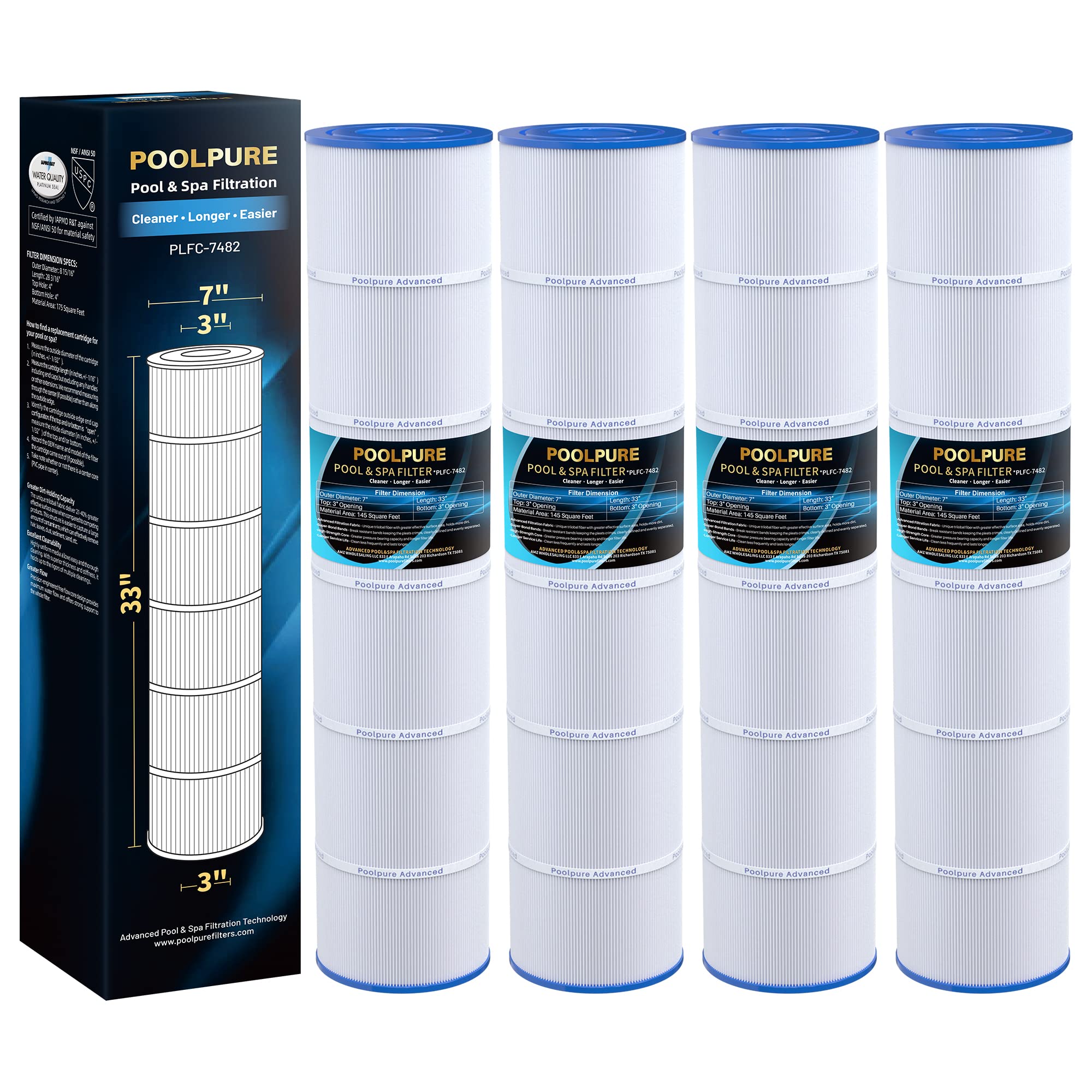 POOLPURE C-7482 Pool Filter Replaces Jandy CL580, CV580, PJAN145 ...