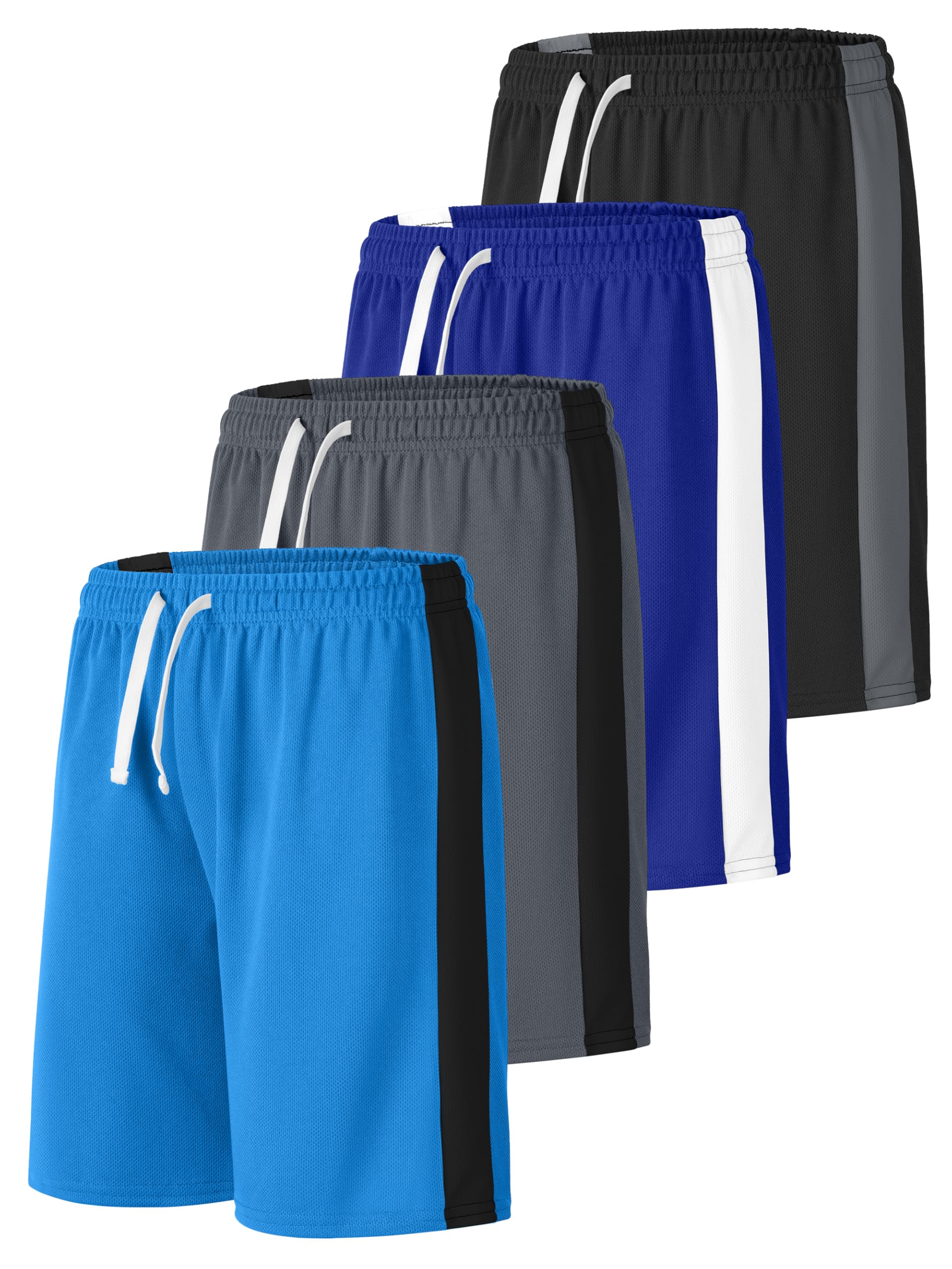 Resinta 4 Pack Boys Shorts Boys Athletic Basketball Shorts Kids Mesh ...