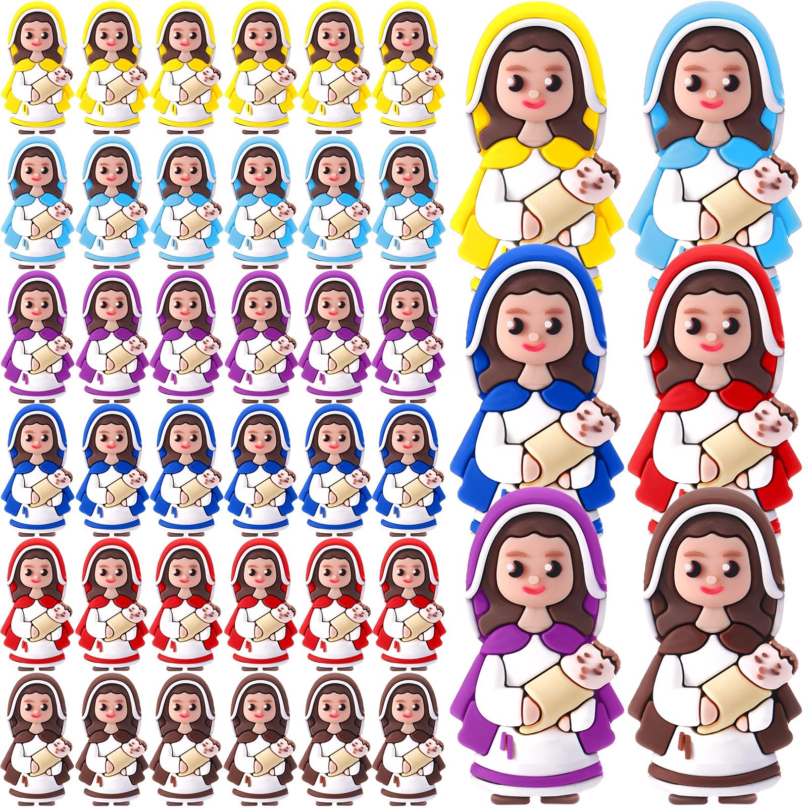 JellyArch 50 Pcs Mini Virgin Mary Figurines Bulk Mother Mary Holding ...
