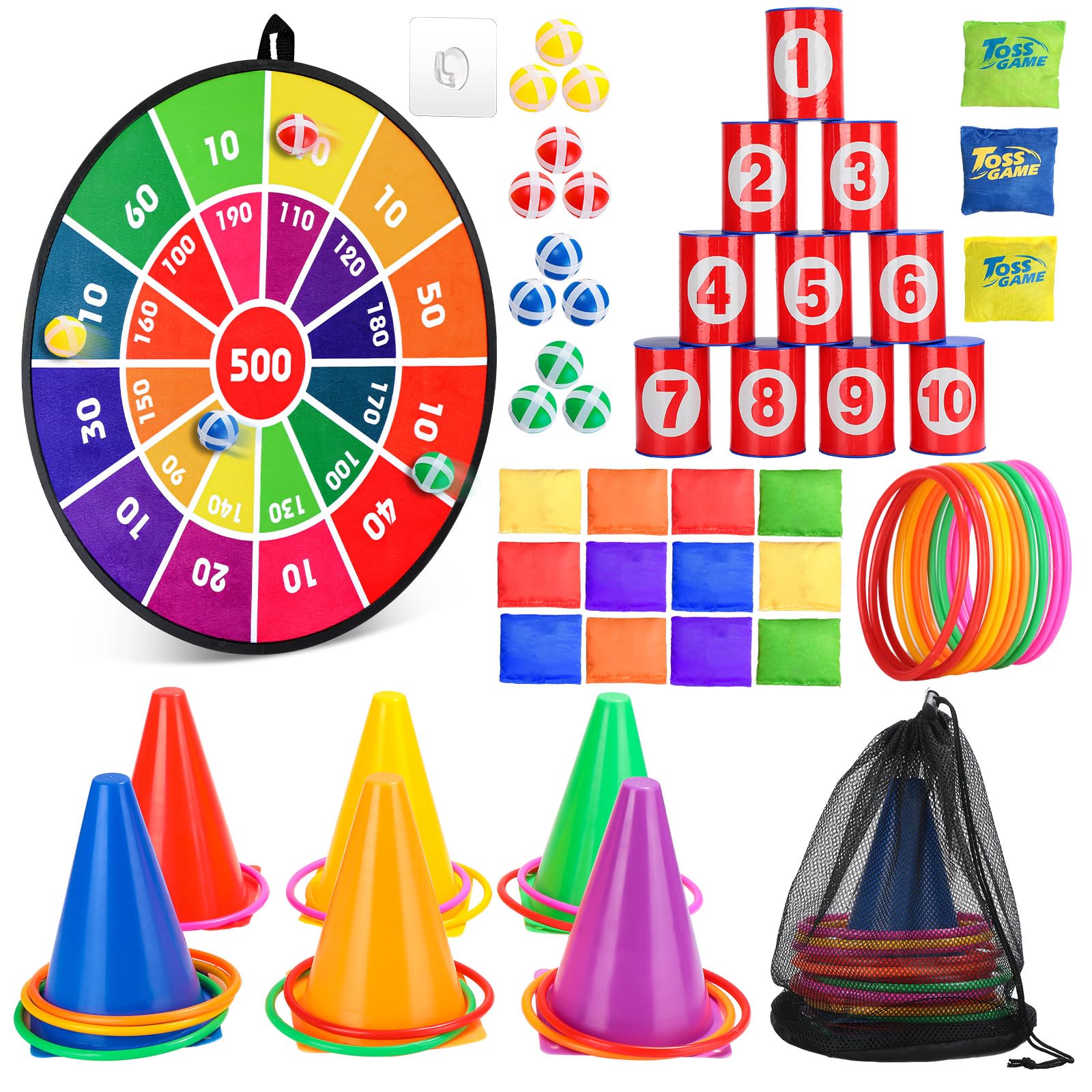 Hungdao 3 Sets Carnival Games Combo Set, Dart Board with Balls Plastic ...