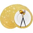 Amazon.com: Datyiiha 50 Pieces Gold Glitter Paper Place Mats Sparkle ...