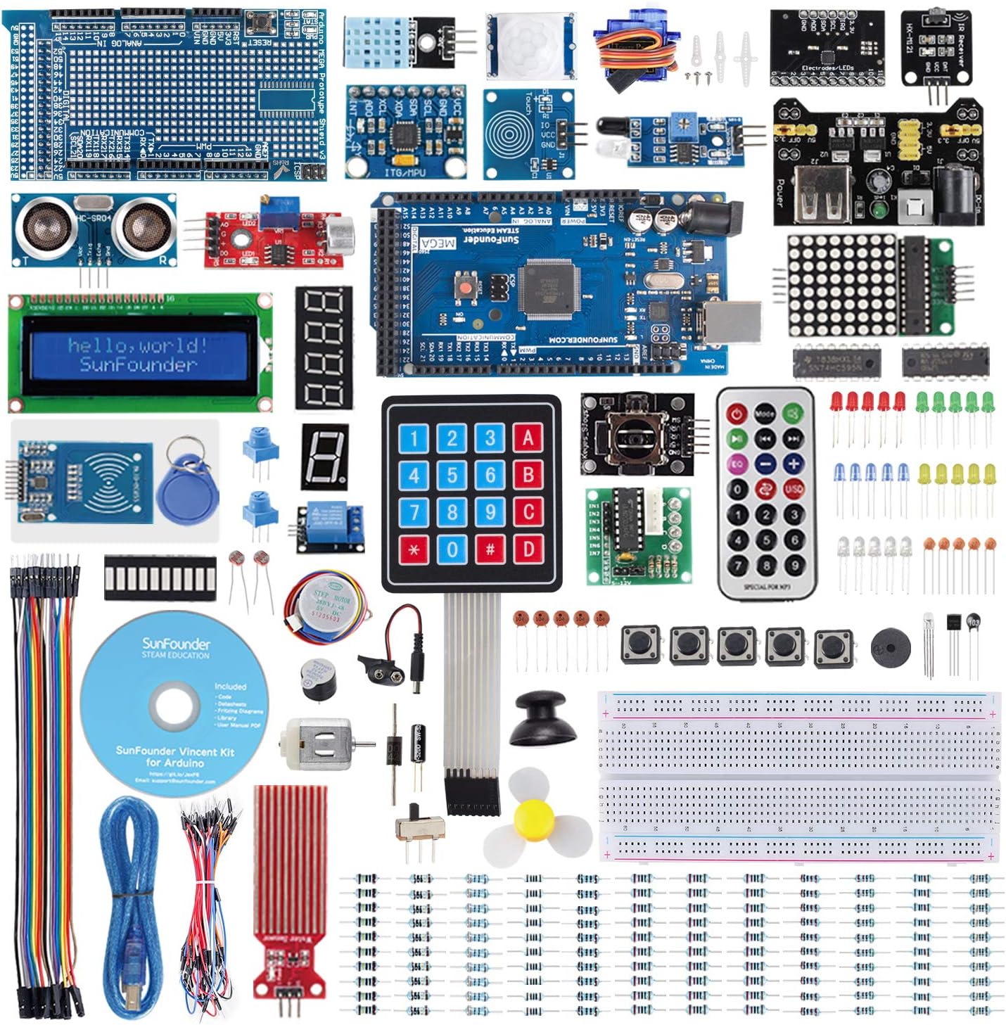 SUNFOUNDER Mega2560 Kit for Arduino Complete Starter Kit with 291 Items ...
