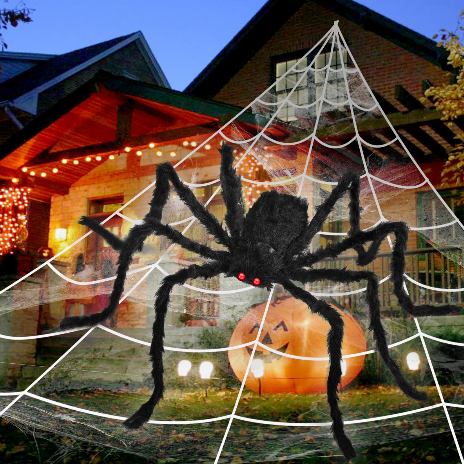EZIGO Halloween Spider Decorations 3PCS Giant Spider Huge Spider Web ...