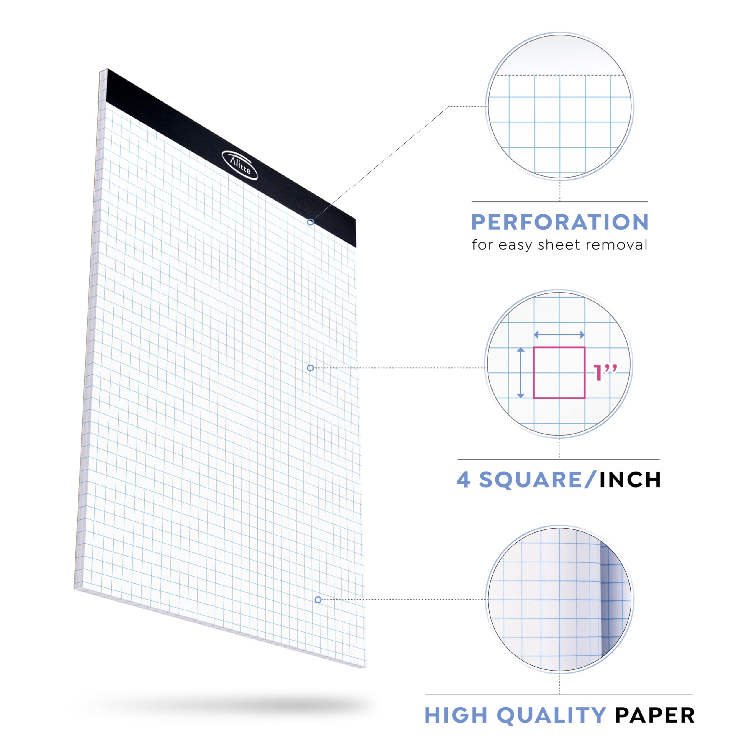 Mua Graph Paper Pad, Pack of 3, White Letter Size - 4x4 Quad Grid Paper ...