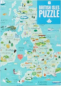 Amazon.com: 1000-piece Blue UK Map British Isles Jigsaw Puzzle with ...