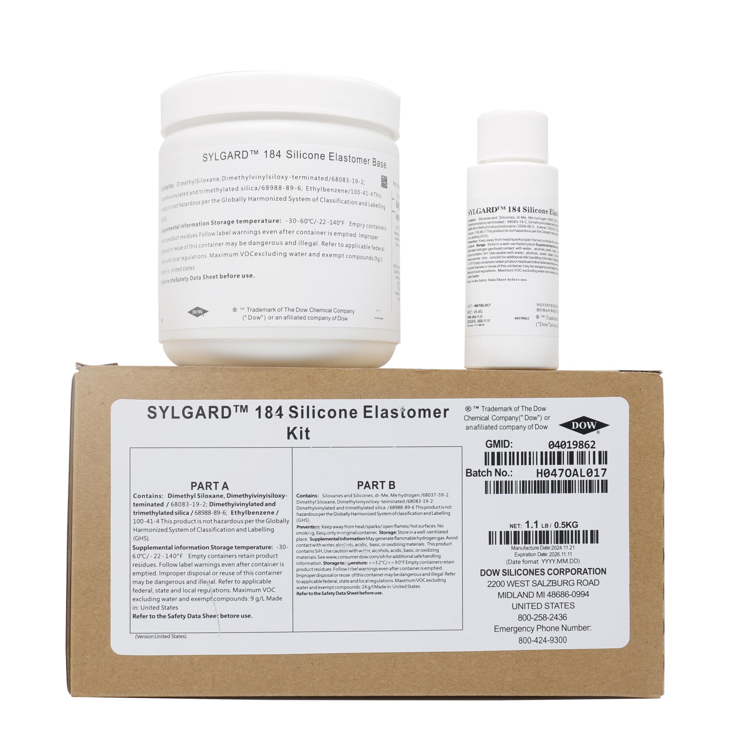 Dowsil SYLGARD 184 (Form Dow Corning) Silicone Elastomer Kit Base A ...