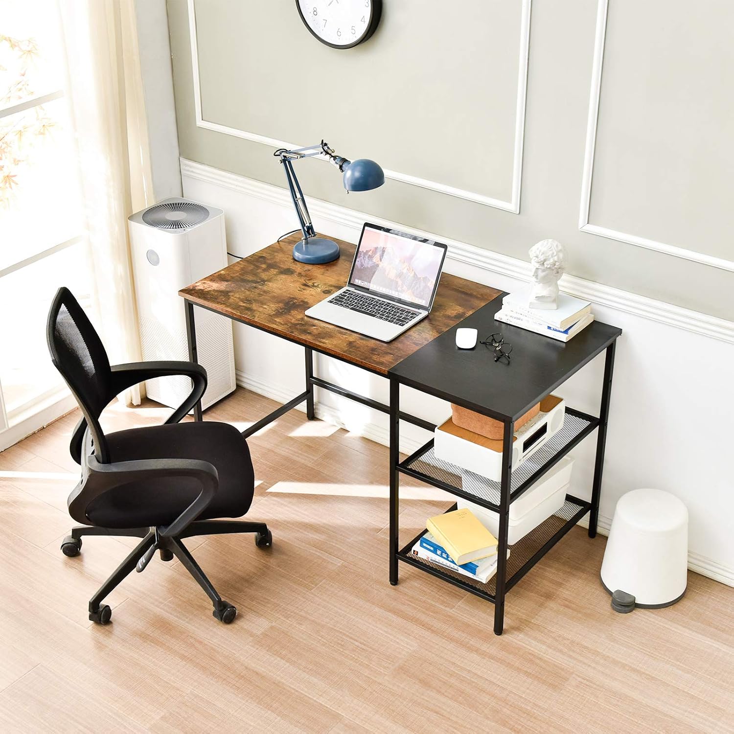 IBUYKE 47″ Home Office Computer Desk, Study Writing Desk with Wooden ...