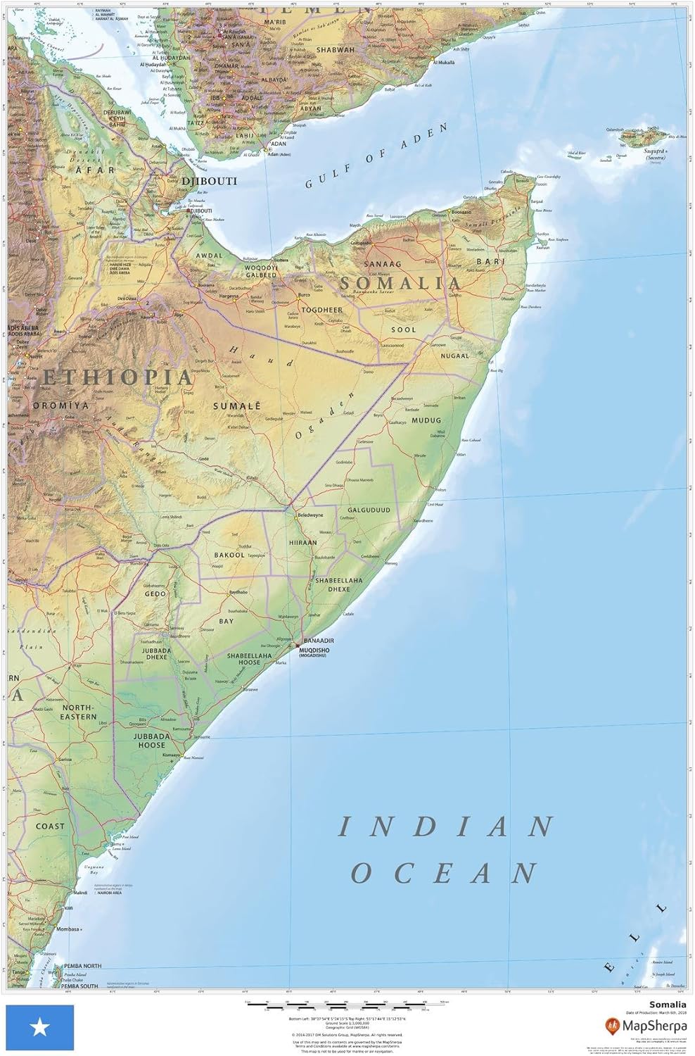 Somalia - 24" x 36" Paper Wall Map: Amazon.co.uk: Office Products