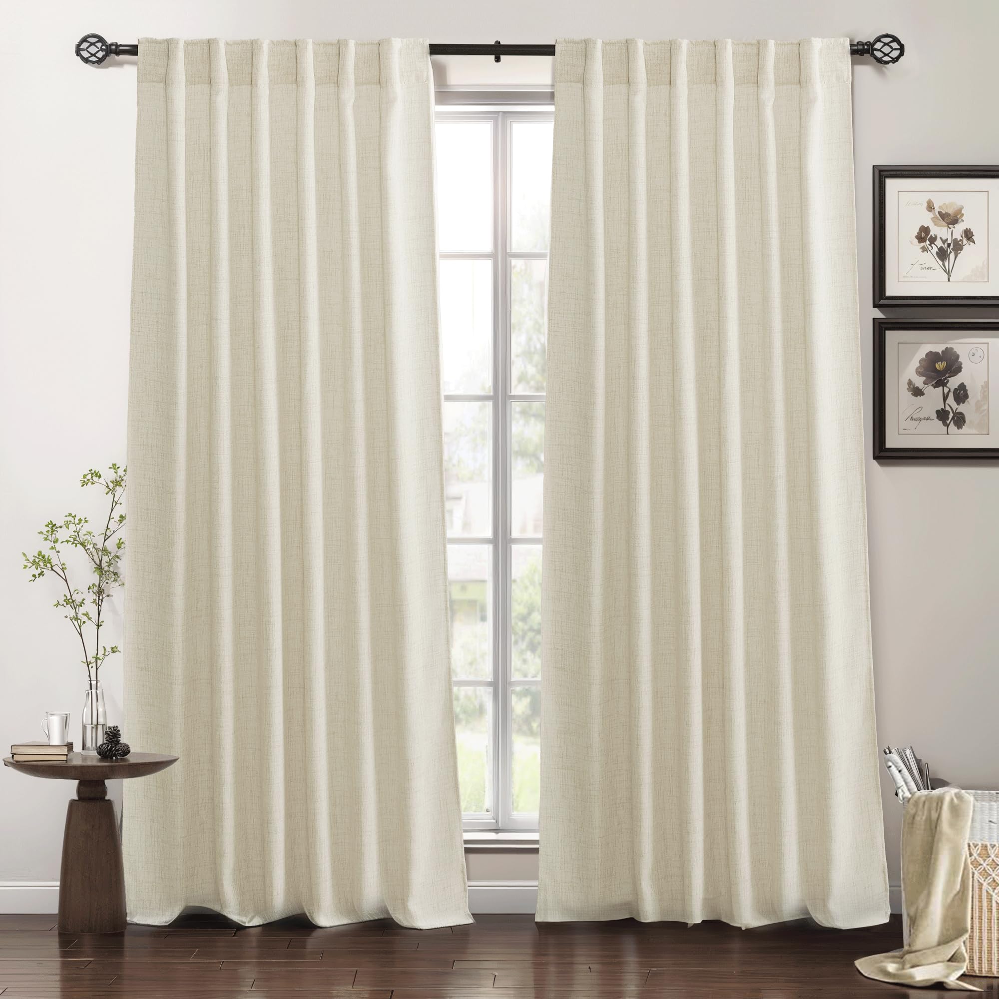 RYB HOME Living Room and Bedroom Curtains and Drapes Linen Sheer, Light ...