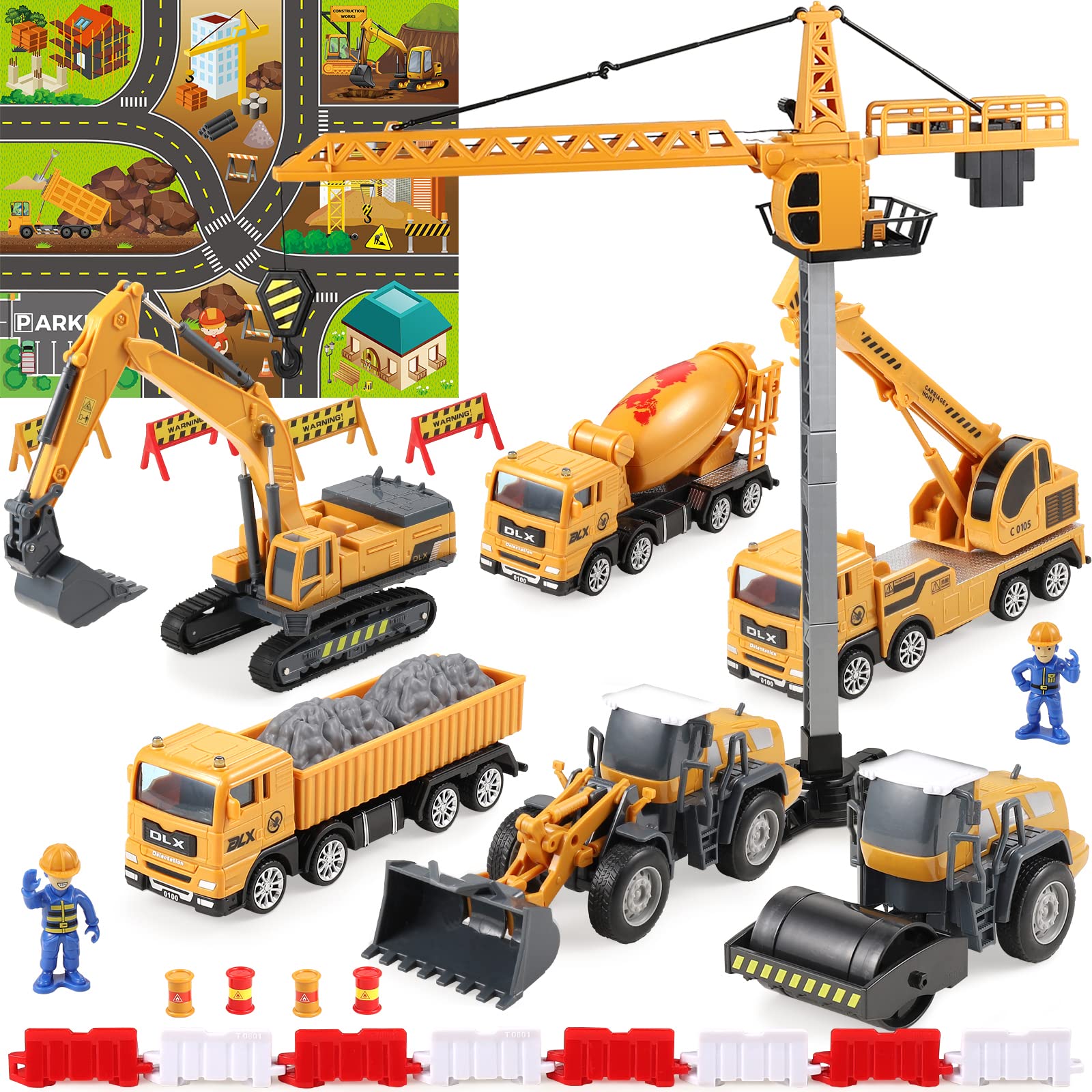 Mua DOLIVE Construction Site Vehicles Toy with Mat, Crane Toy Tractor ...